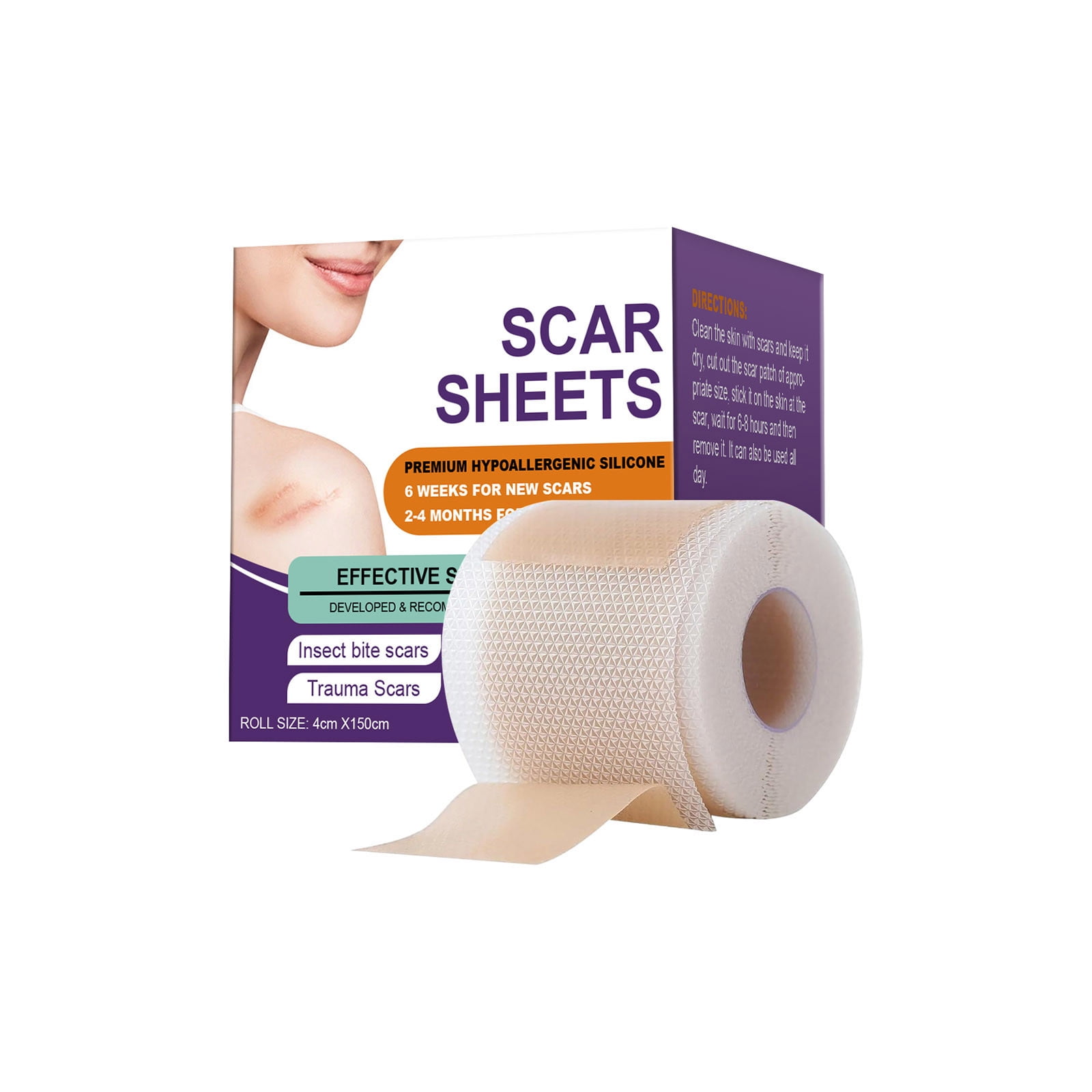 Scar Sheets,Premium Hypoallergenic Silicone, Effective Scar Care Developed Recommended For Scars ...