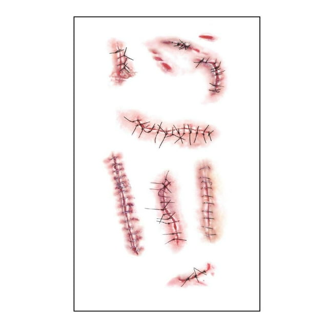 Scar Tattoo Sticker Halloween Props Horror Party Fake Bloody Scary ...