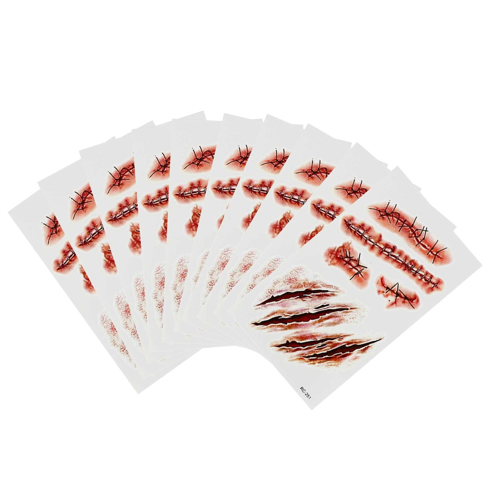 Scar Tattoo Waterproof Temporary Tattoos Makeup Scar Tattoo 3D Bleeding ...