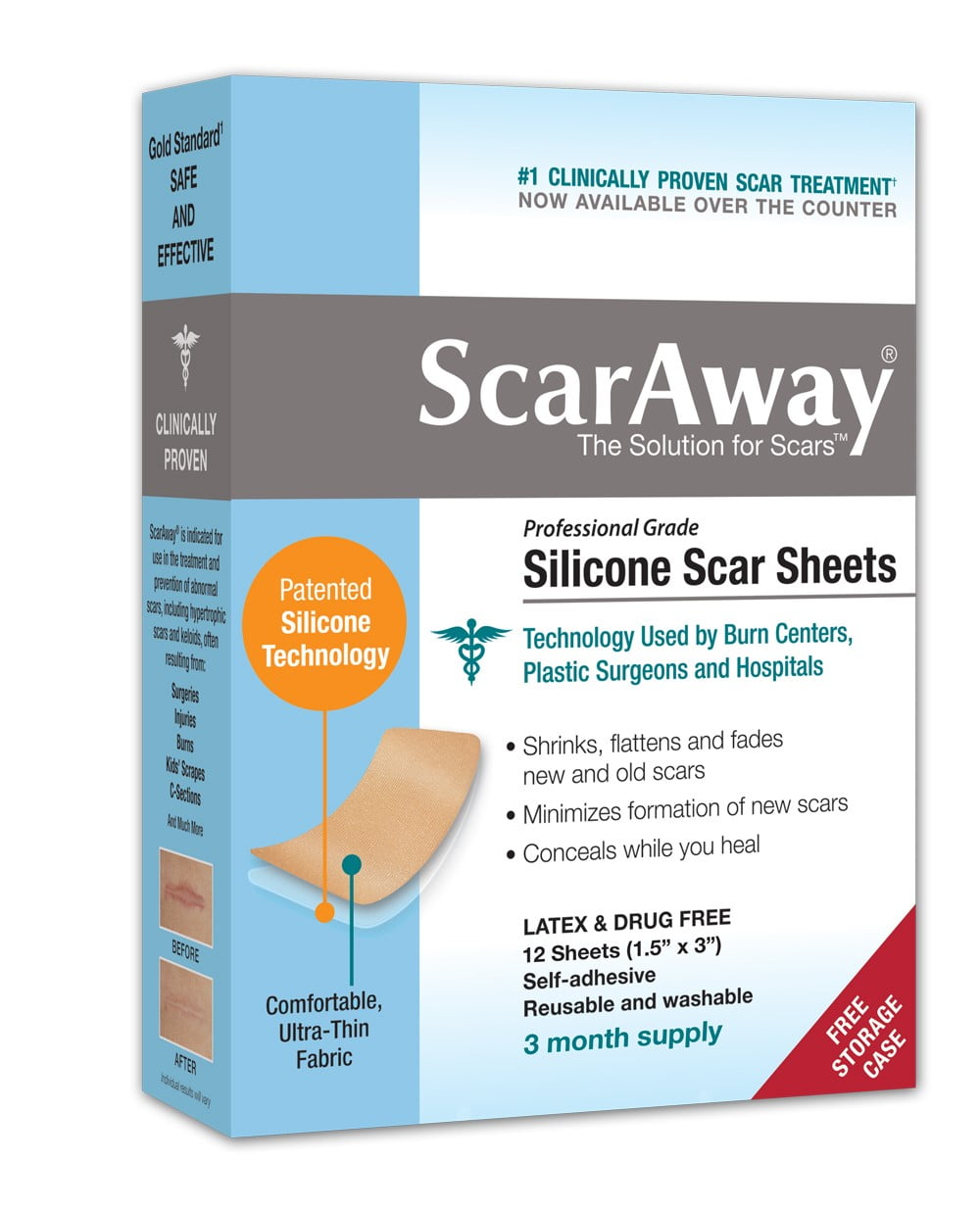 ScarAway 3 Month Supply Silicone Scar Sheet - Walmart.com