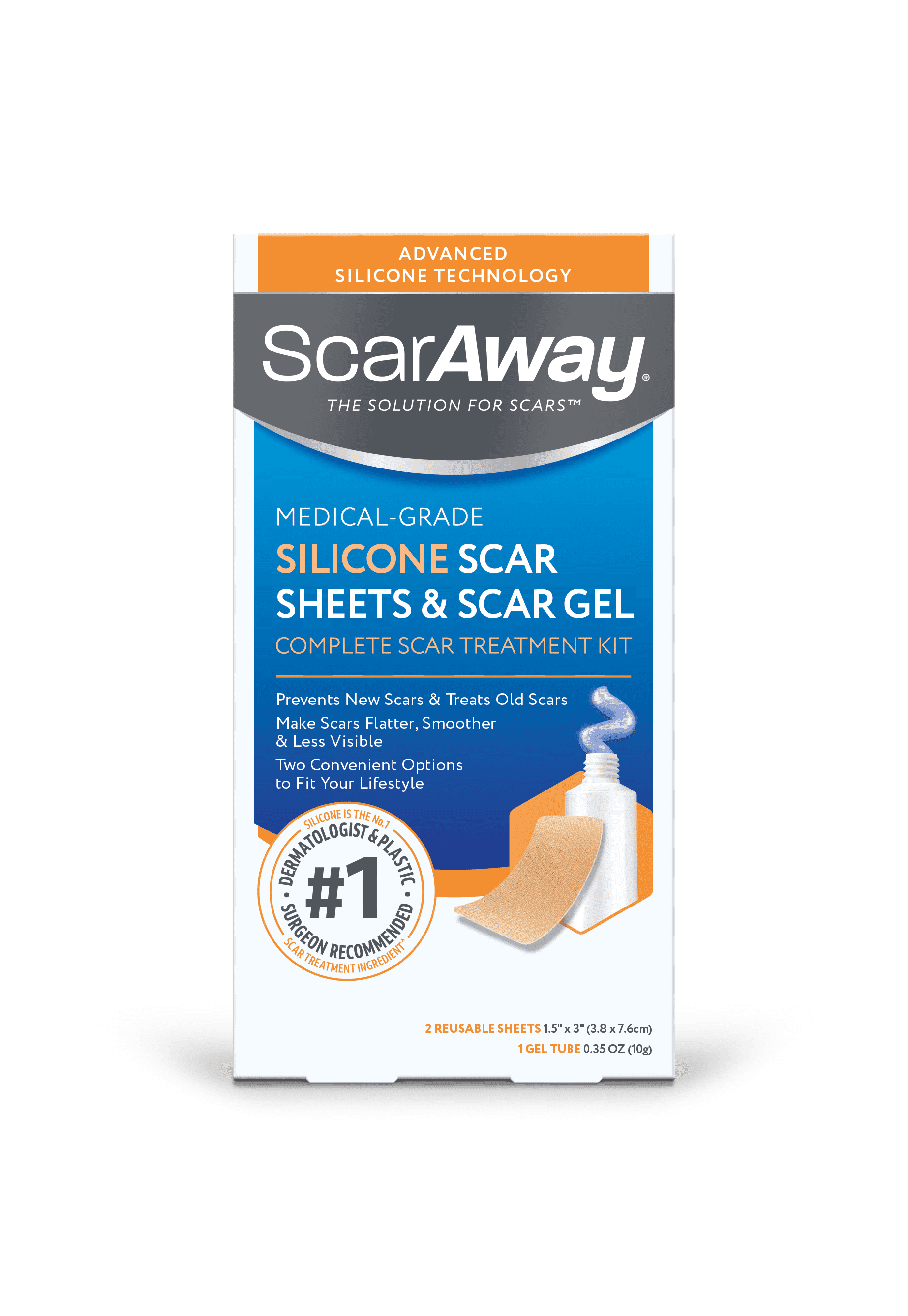 ScarAway Complete Scar Treatment Kit, Silicone Scar Gel and Sheets ...