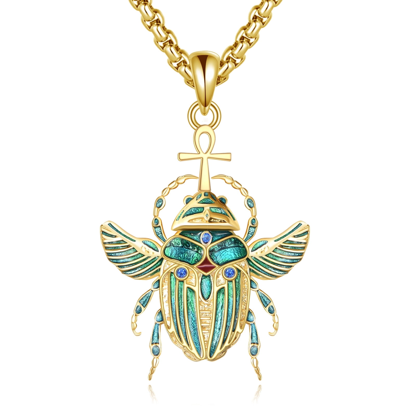 Scarab Necklace S925 Sterling Silver Scarab Beetle Pendant Necklace for ...