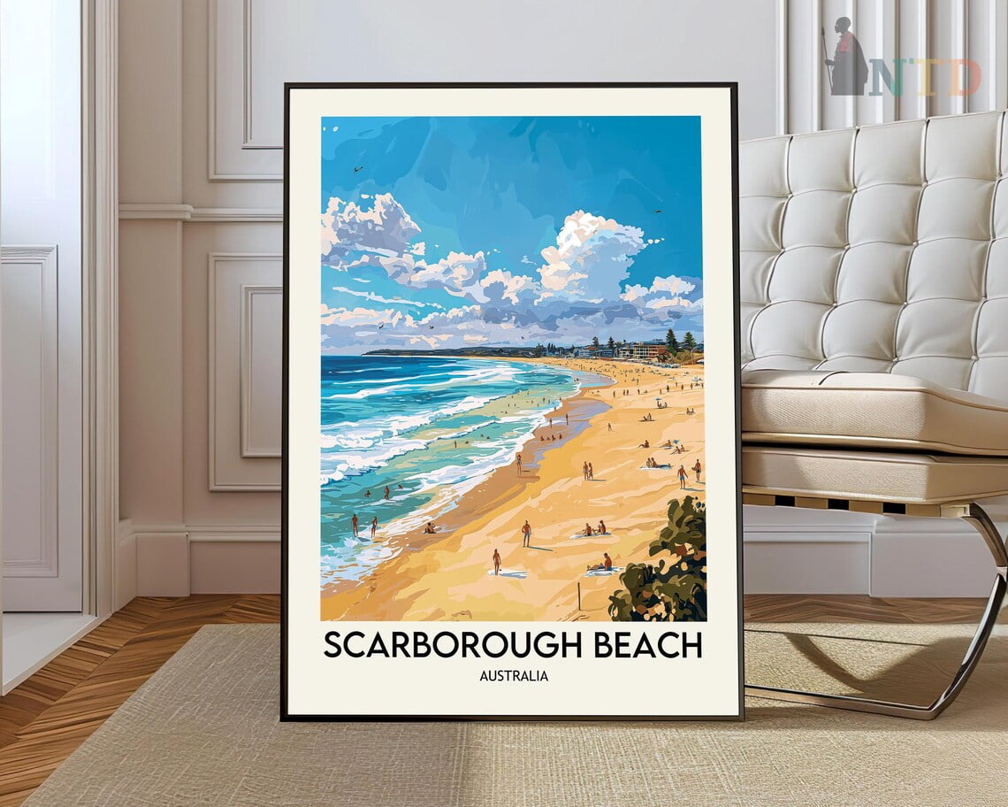 Scarborough Beach Travel Poster Wall Art Print, Australia Poster Home ...