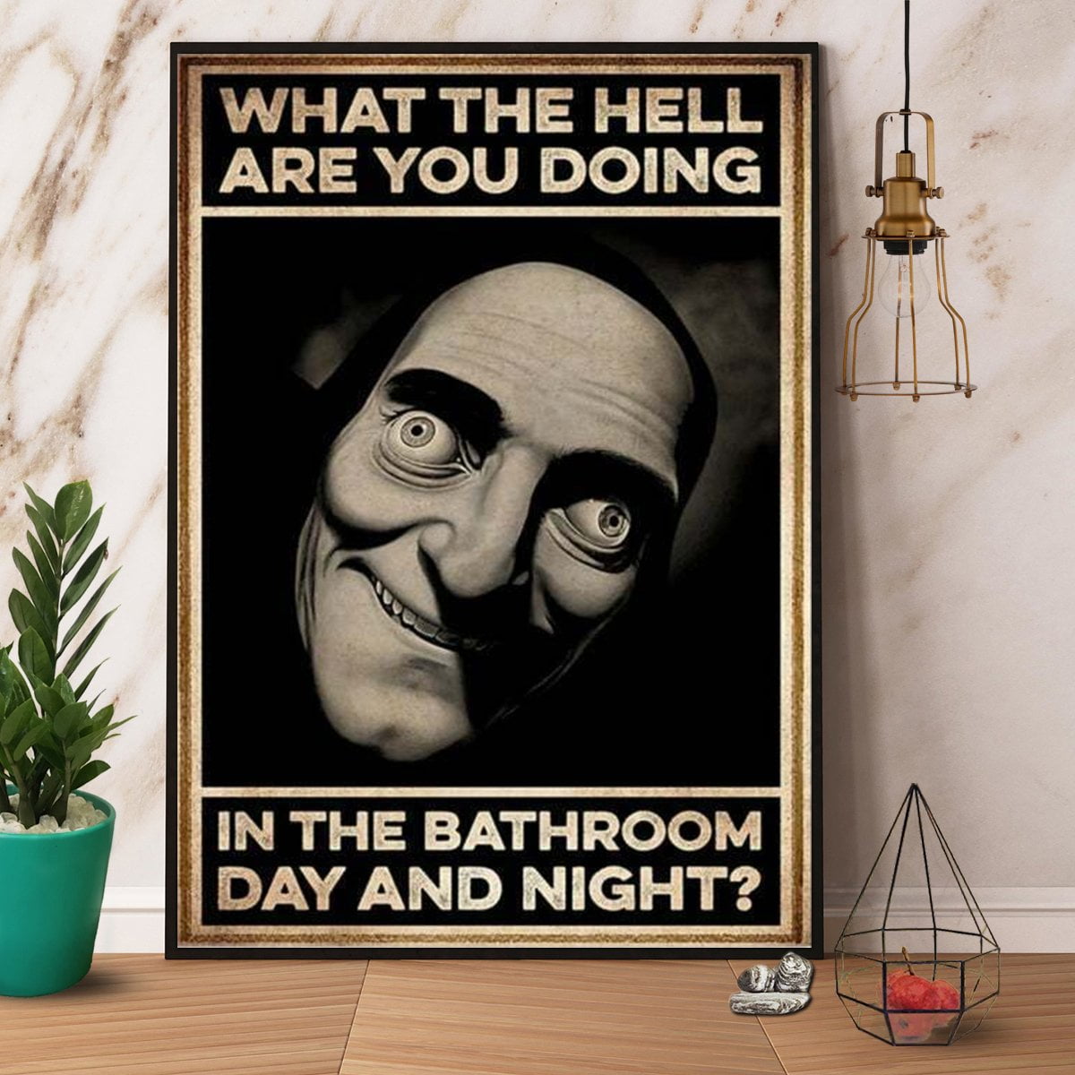 Scare Man In The Bathroom Day And Night Vertical Paper Poster No Frame ...
