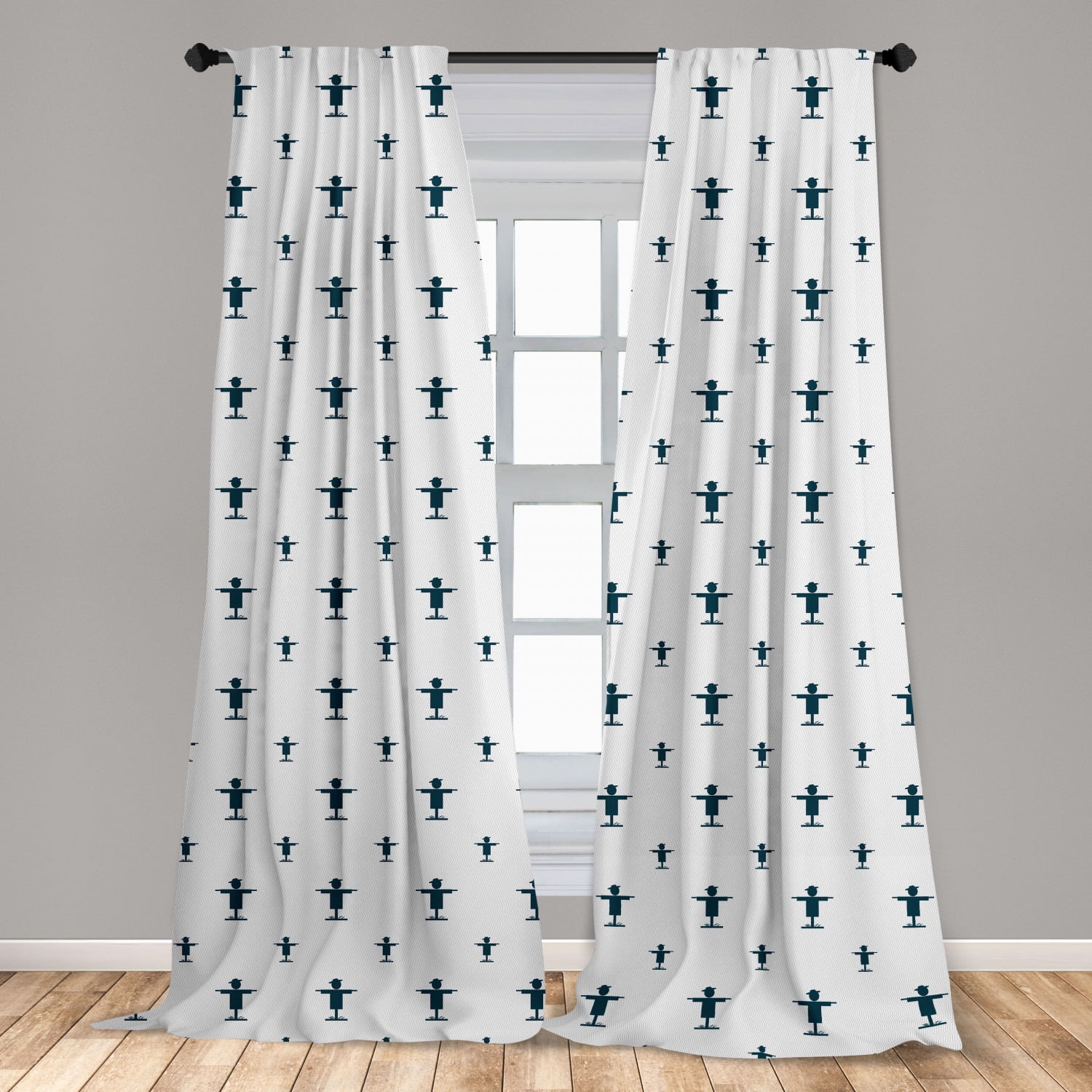 Scarecrow Curtains 2 Panels Set, Continuous Pattern with Rural on Thin ...