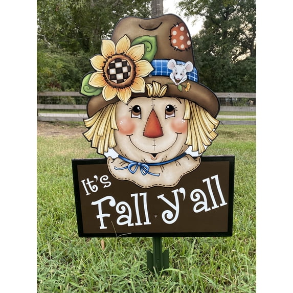Scarecrow Face with Sign Fall Yard Art - Walmart.com