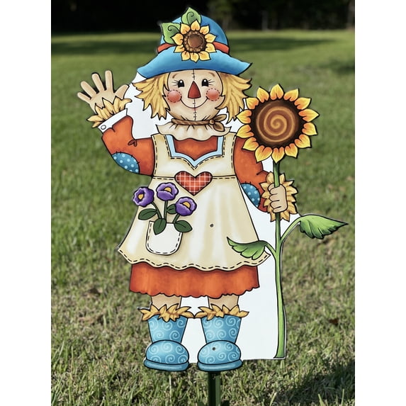 Scarecrow Girl with Sunflower Fall Yard Art Decoration - Walmart.com