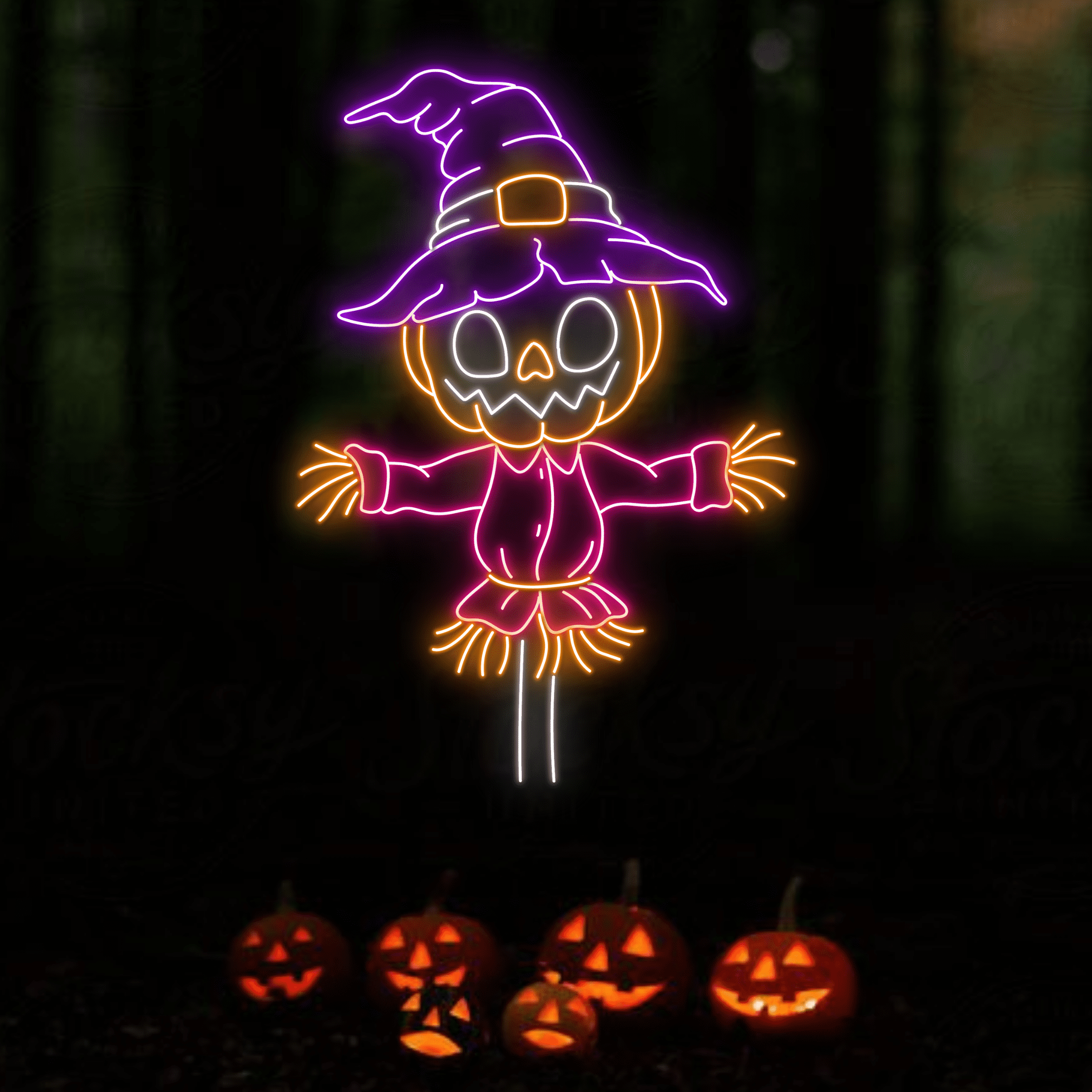 Scarecrow Neon Signs, Halloween Long-lasting Light Decor - Walmart.com