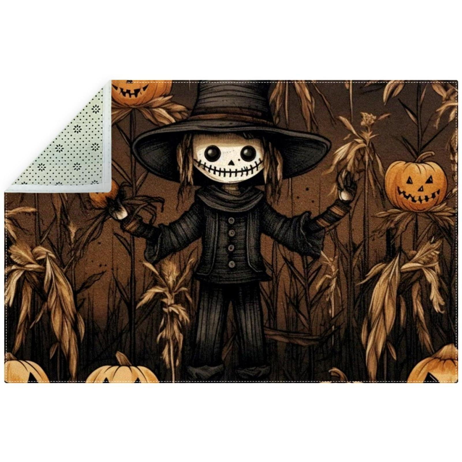 Scarecrow Polyester Welcome Mat - Indoor/Outdoor Door Mat with Right ...