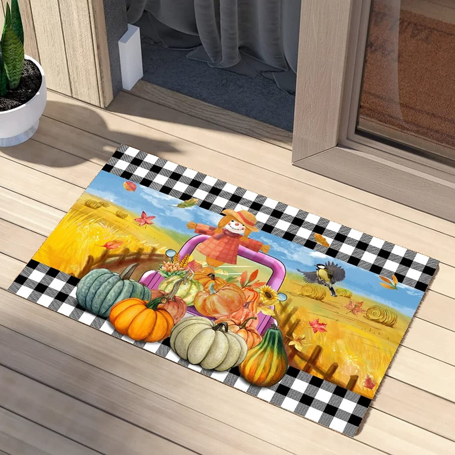 Scarecrows Thanksgiving Door Mats Indoor Entryway Fall Decor Pumpkins ...