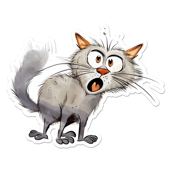 Scared Cat Kitten Sticker Phone Decal Water Bottle Stickers Car Decals ...