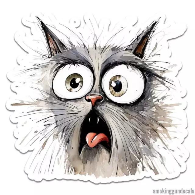 Scared Cat Sticker Indoor Outdoor Phone Decal Water Bottle Stickers Car ...