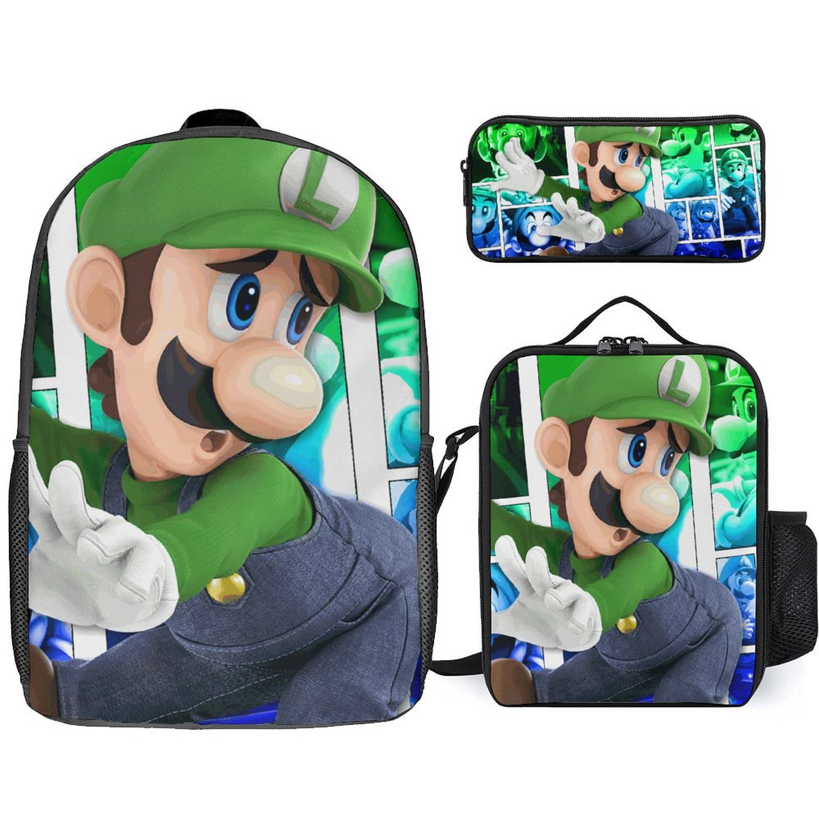 Scared Game Luigi's Mansion Laptop Backpack With Pencil Case Lunch Bag ...