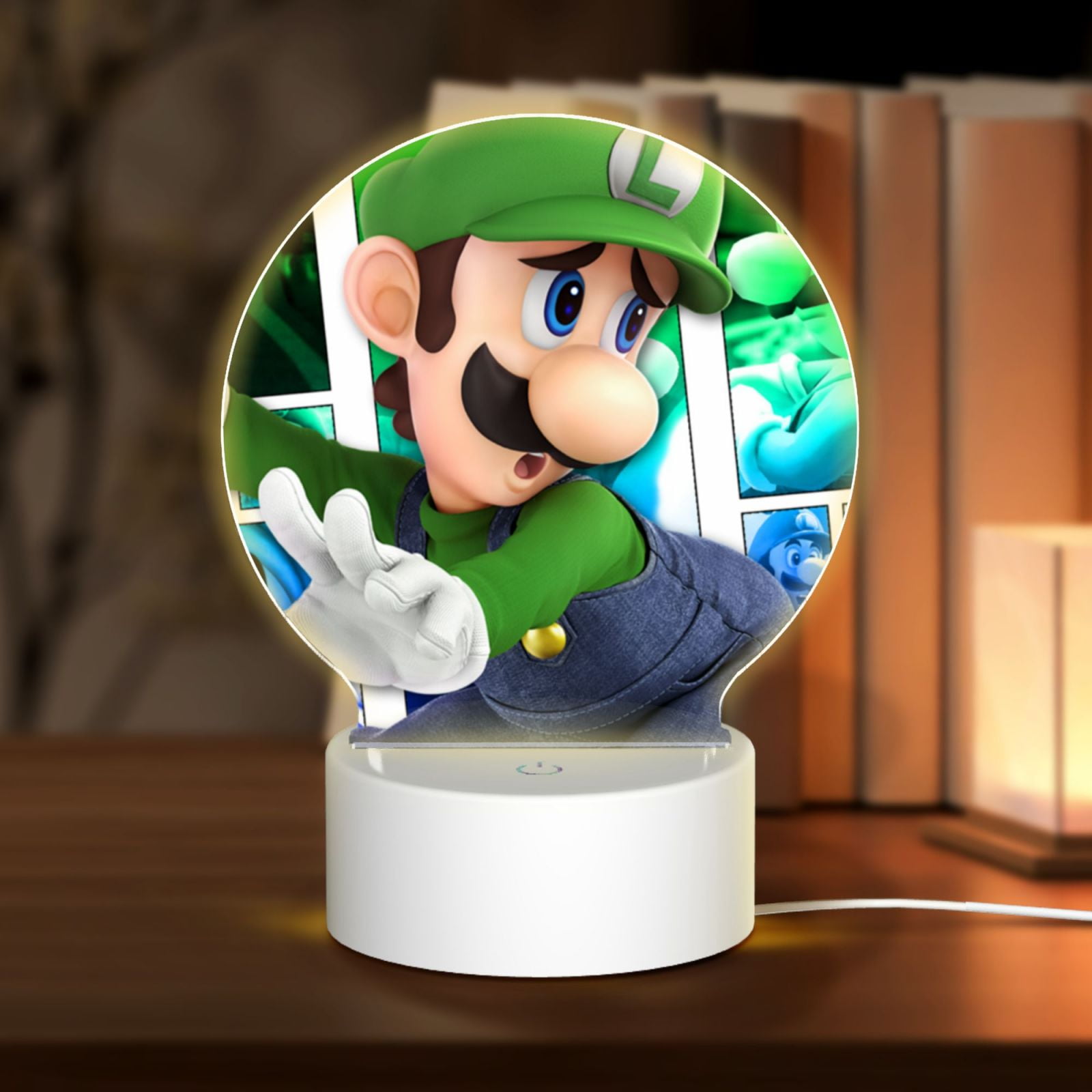 Scared Game Luigi's Mansion Round Acrylic Night Light Decoration USB ...