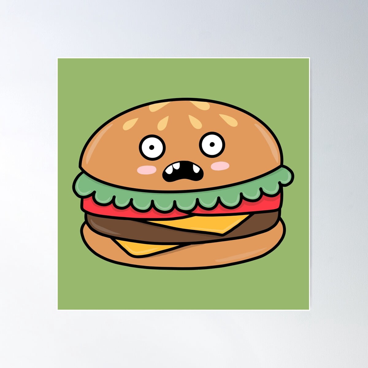 Scared Hamburger Poster Wall Art, Modern Wall Decor For Living Room ...