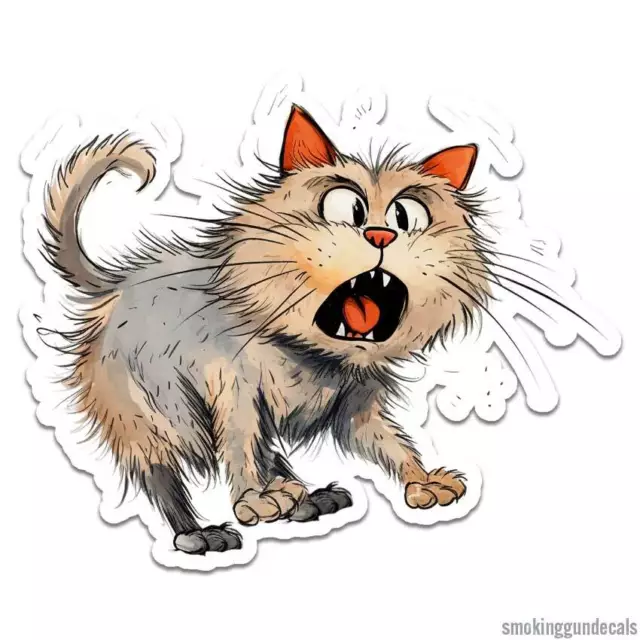 Scared Kitten Cat Sticker Indoor Outdoor Phone Decal Water Bottle ...