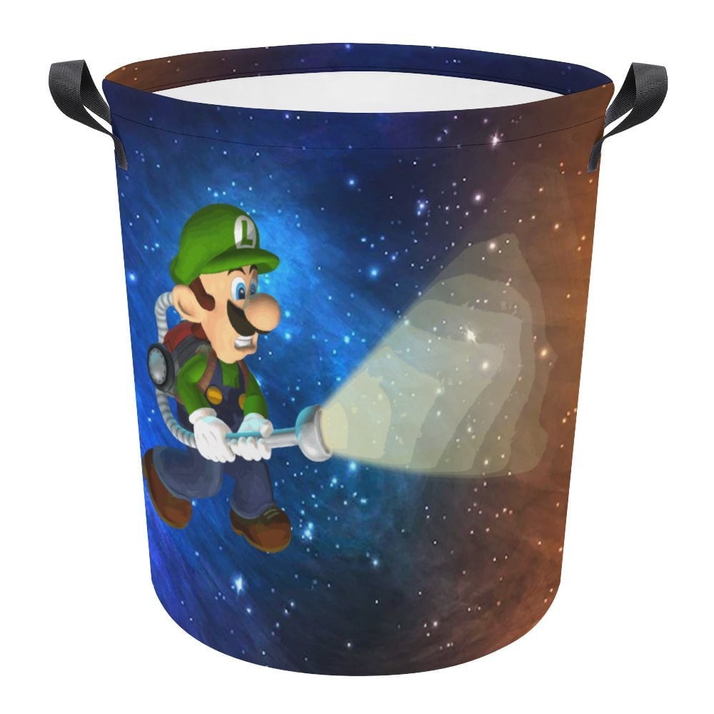 Scared Luigi's Mansion Circular Laundry Hamper Foldable Large Storage ...
