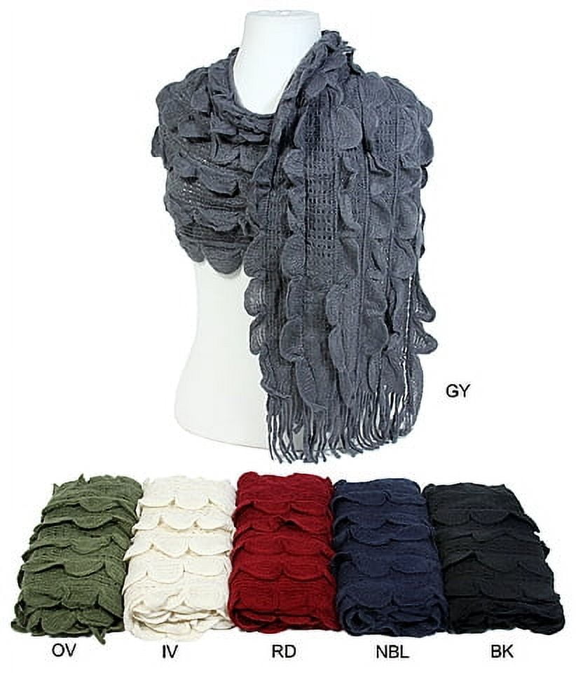 Scarf - Crochet Ruffle Scarf w/ Fringes – Black – SF-S1344BK - Walmart.com