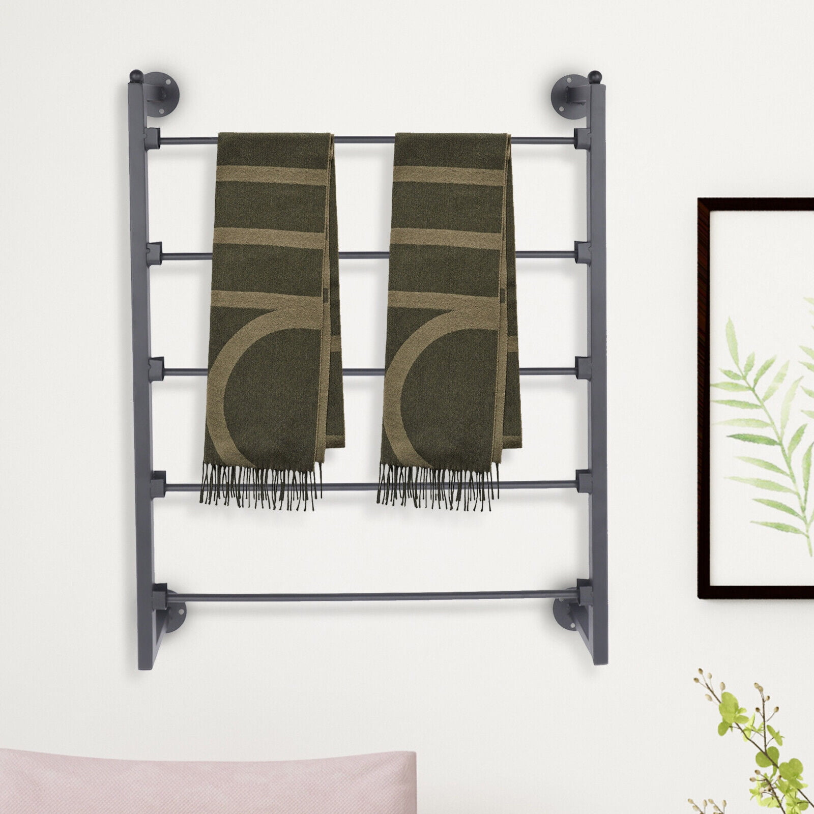 Scarf Display Stand Wall Mount Scarf Organizer Hanging Rack Black ...