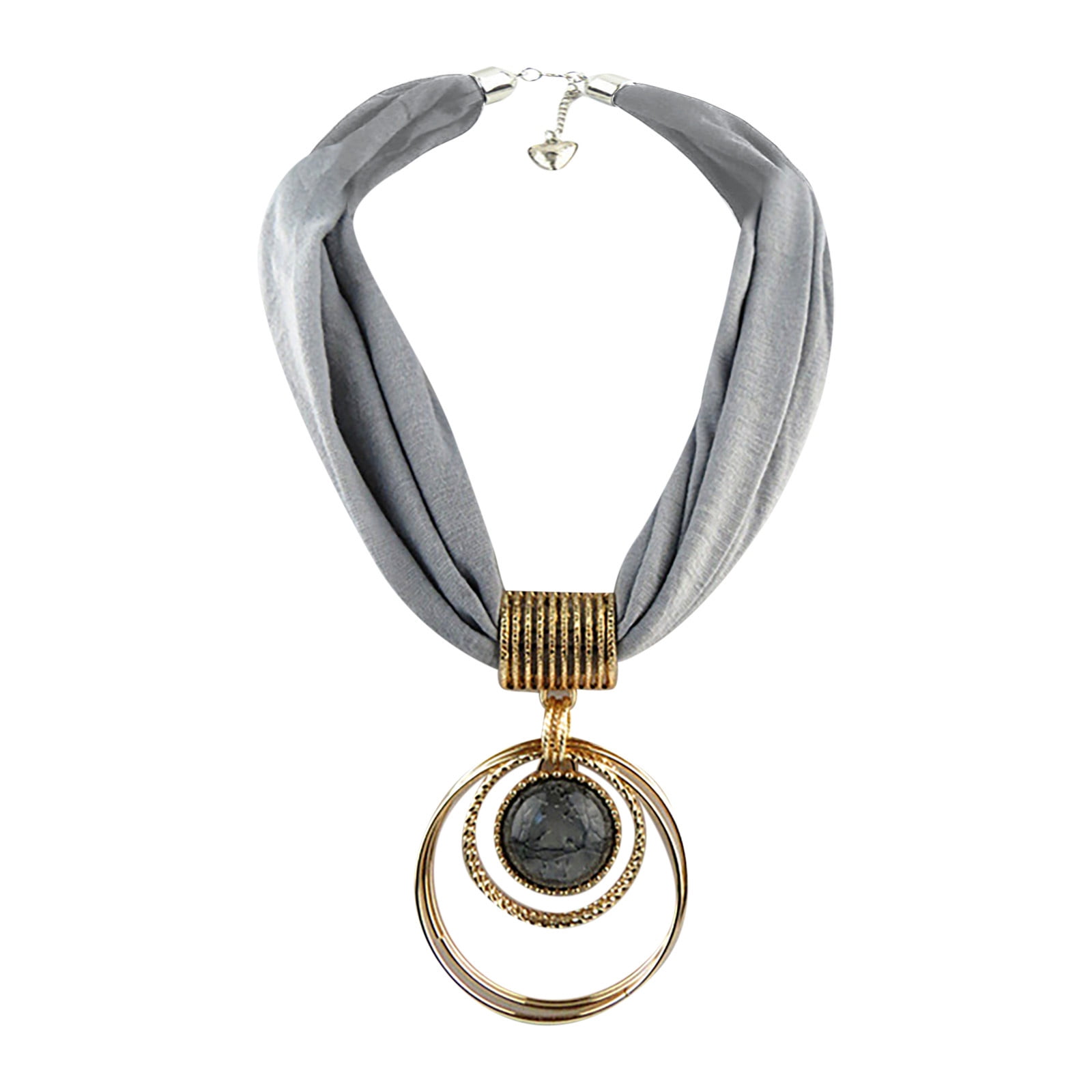 Scarf Necklace for Women Vintage Ethnic Neck Scarf with Charms Pendant ...