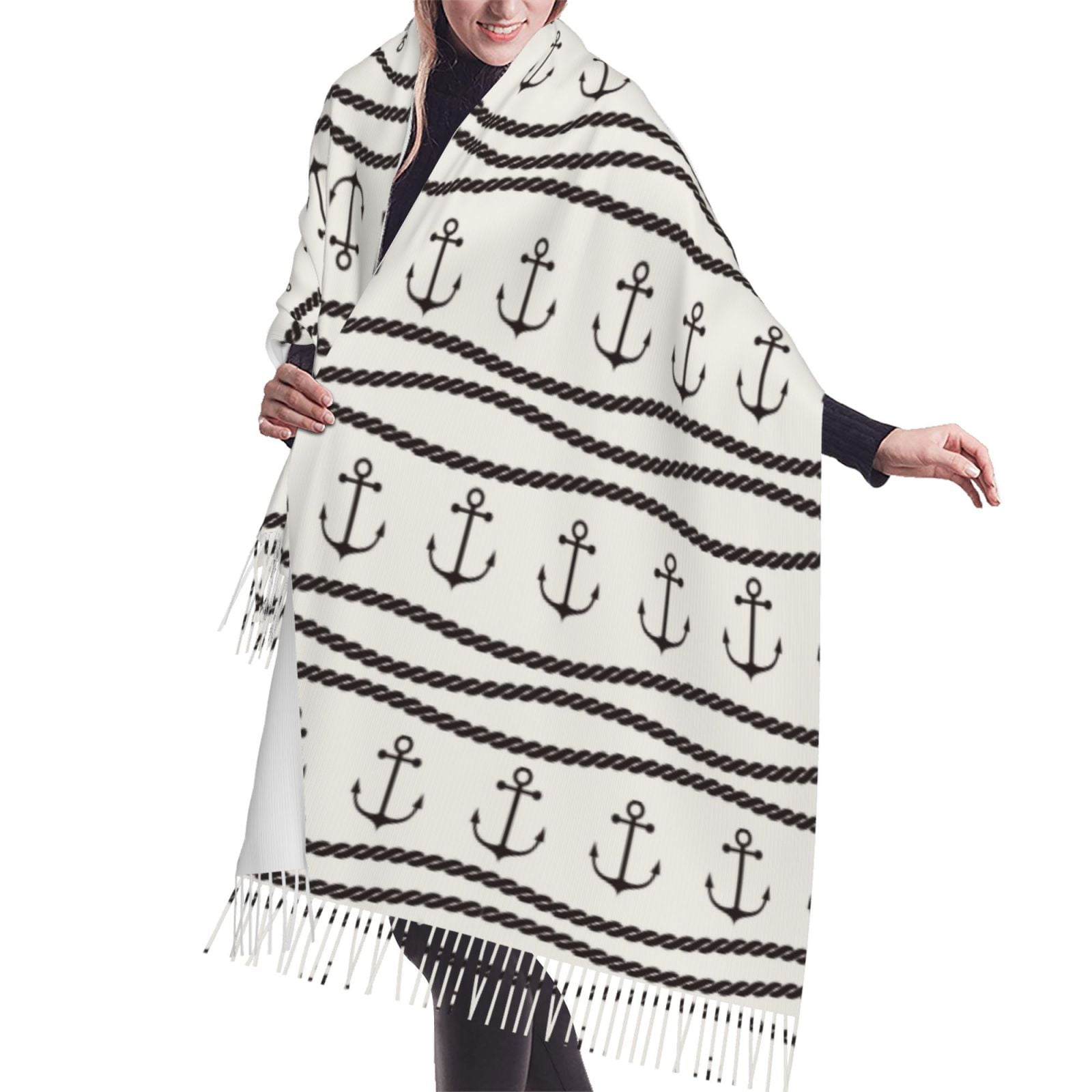 Scarf Shawl Wraps for Women, Anchors and Ropes Imitation Pashmina ...