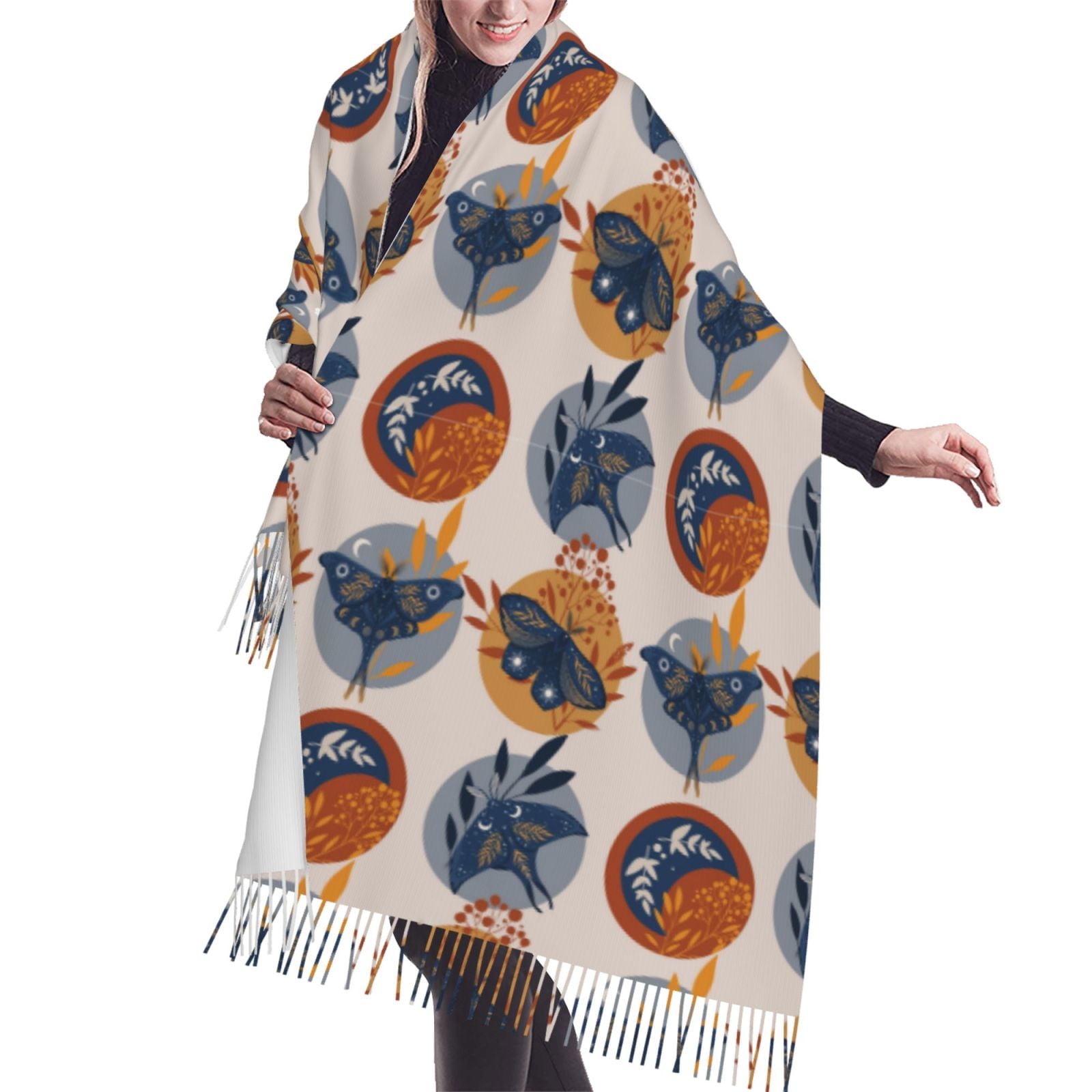 Scarf Shawl Wraps for Women, Vintage Botanical Butterfly Art Imitation ...