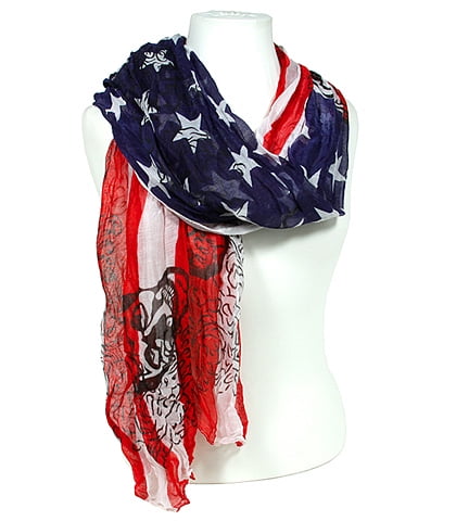 Scarf - USA Flag Print w/Skull Prints - SF-S2157 - Walmart.com