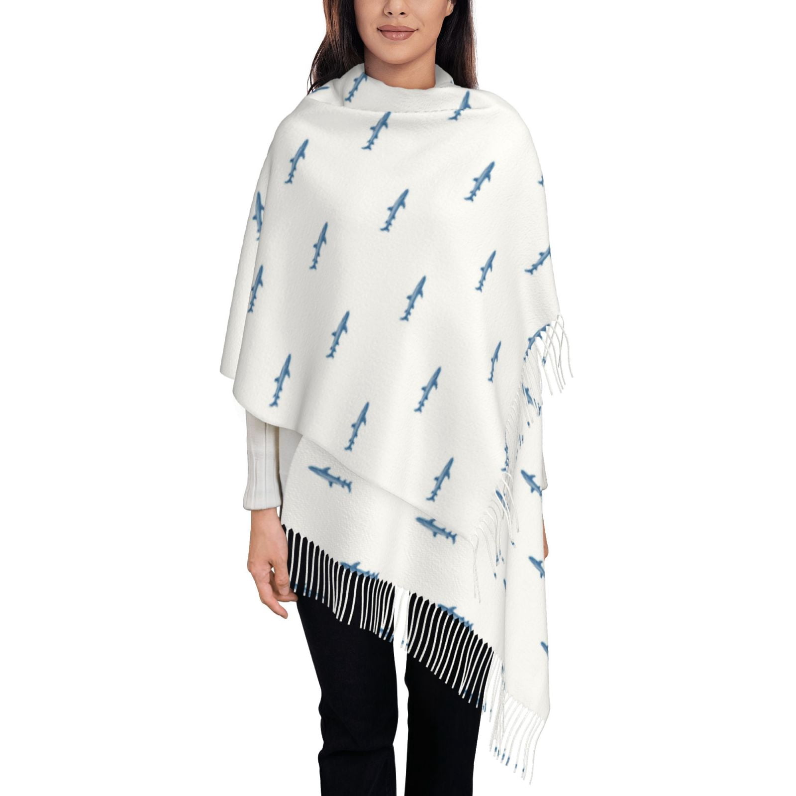Scarf for Women, Cartoon Cool Shark _C Women's Scarf Shawls Imitation ...