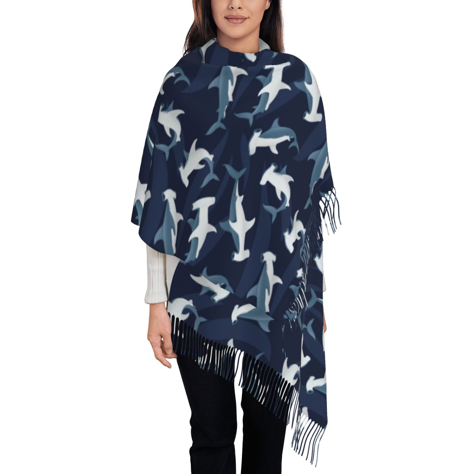Scarf for Women, Cartoon Cute Hammerhead Shark Women's Scarf Shawls ...