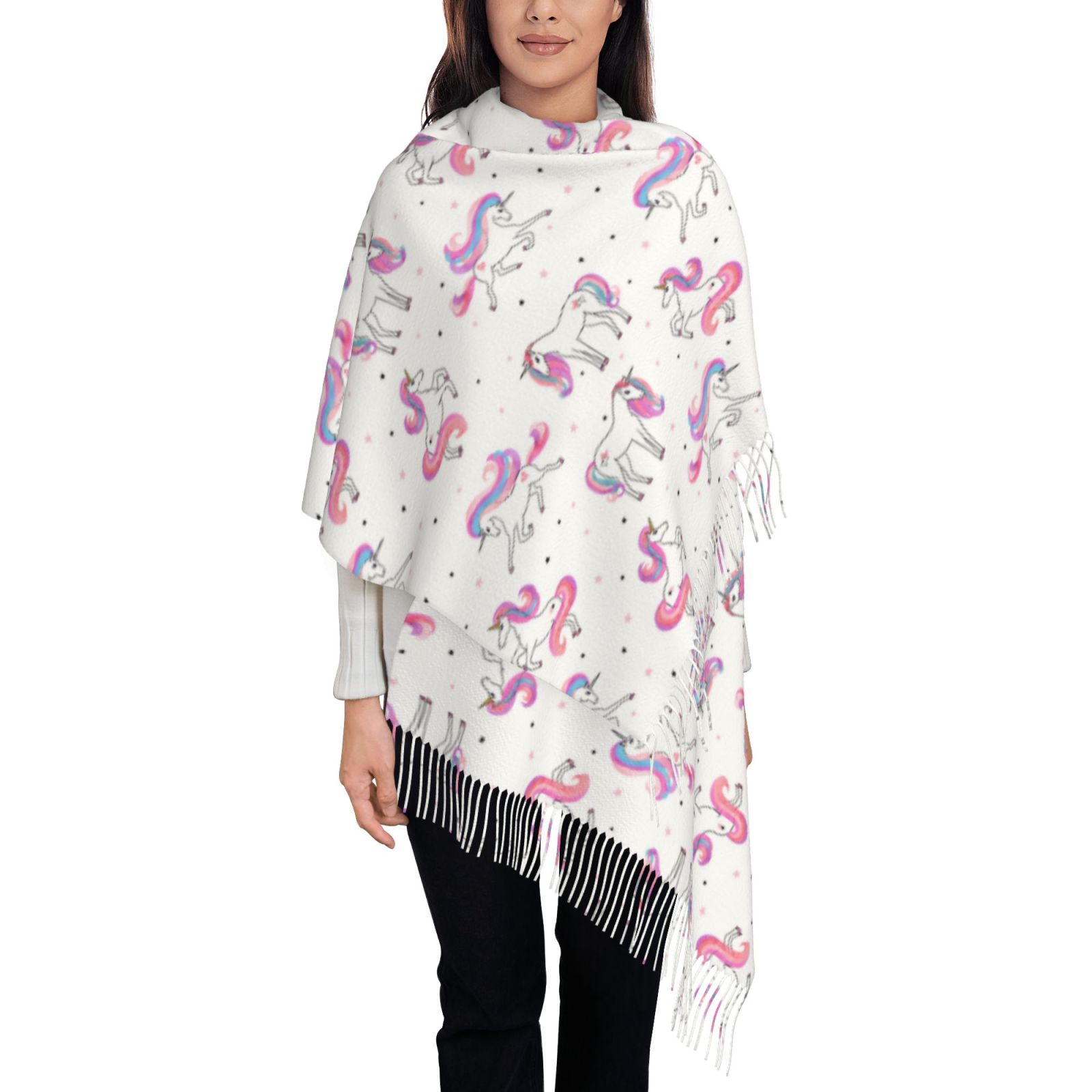 Scarf for Women, Cartoon Cute Horse_C Women's Scarf Shawls Imitation ...