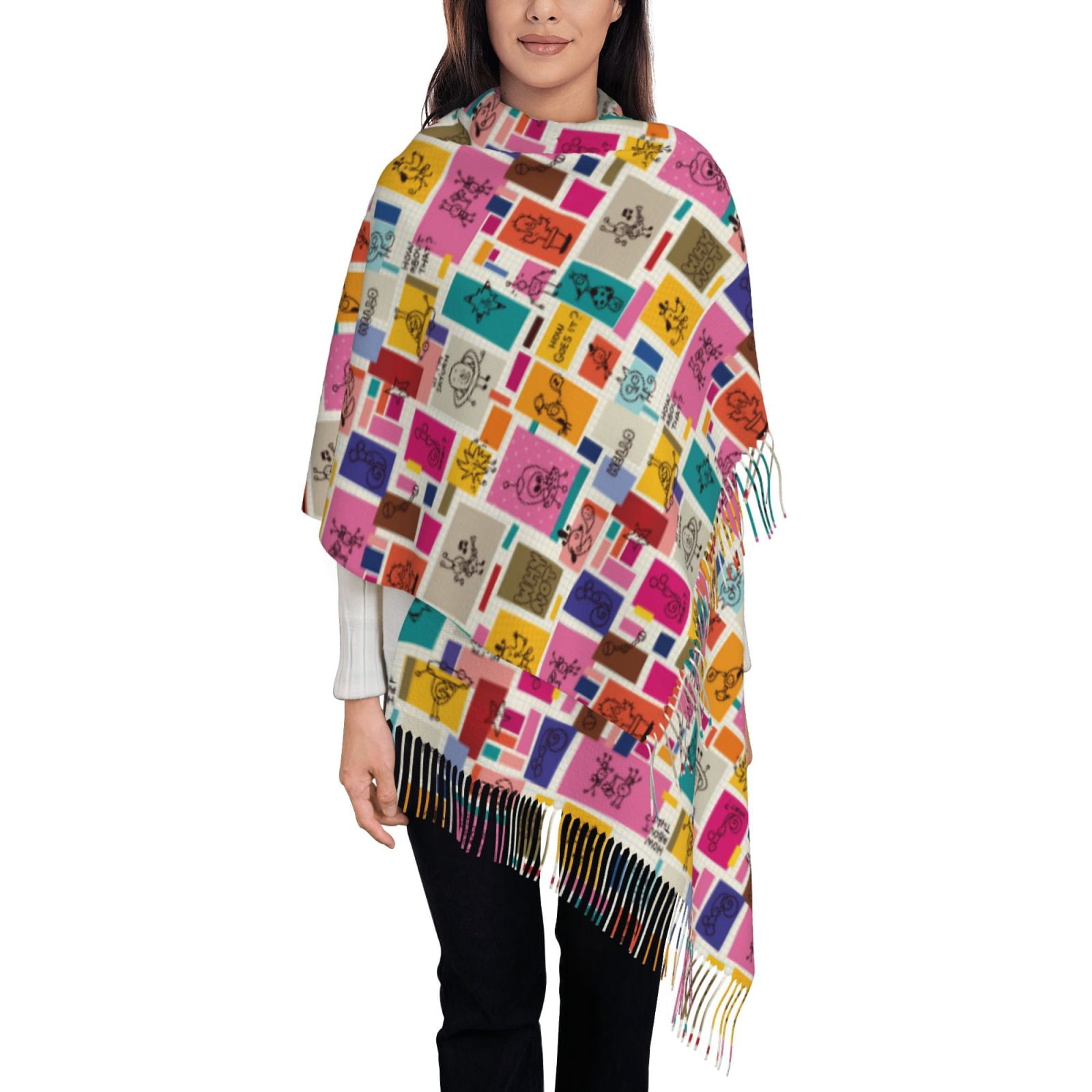 Scarf for Women, Cute doodles Women's Scarf Shawls Imitation Fleece ...