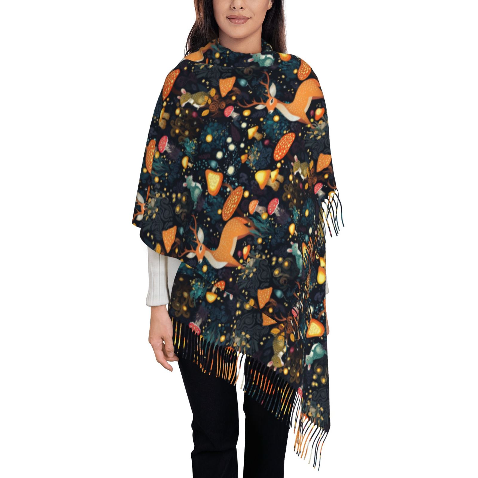 Scarf for Women, Fantasy Cute Deer Mushroom Women's Scarf Shawls ...