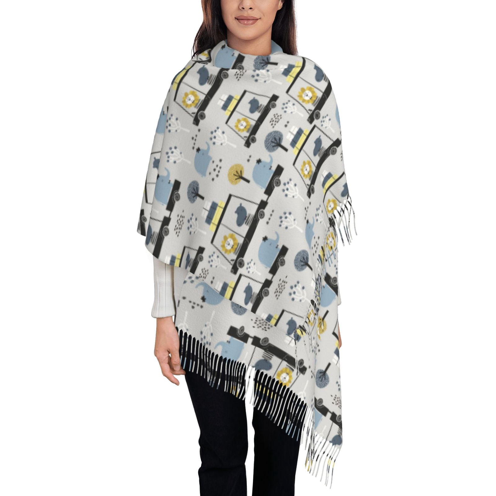 Scarf for Women, Lion Hippo Elephant On The Car Women's Scarf Shawls ...