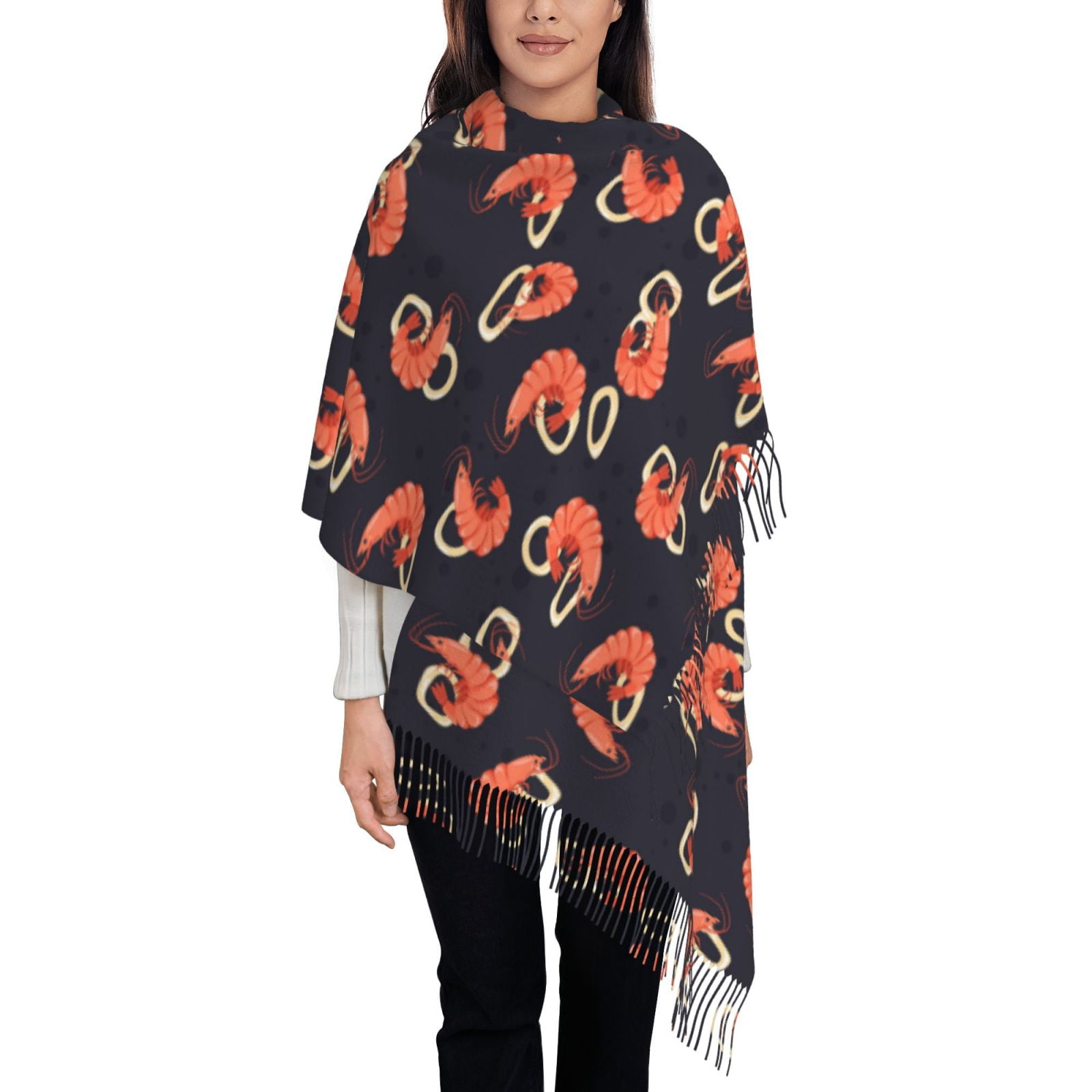 Scarf for Women, Shrimp No.9076 Women's Scarf Shawls Imitation Fleece Wraps with Fringed Edges ...