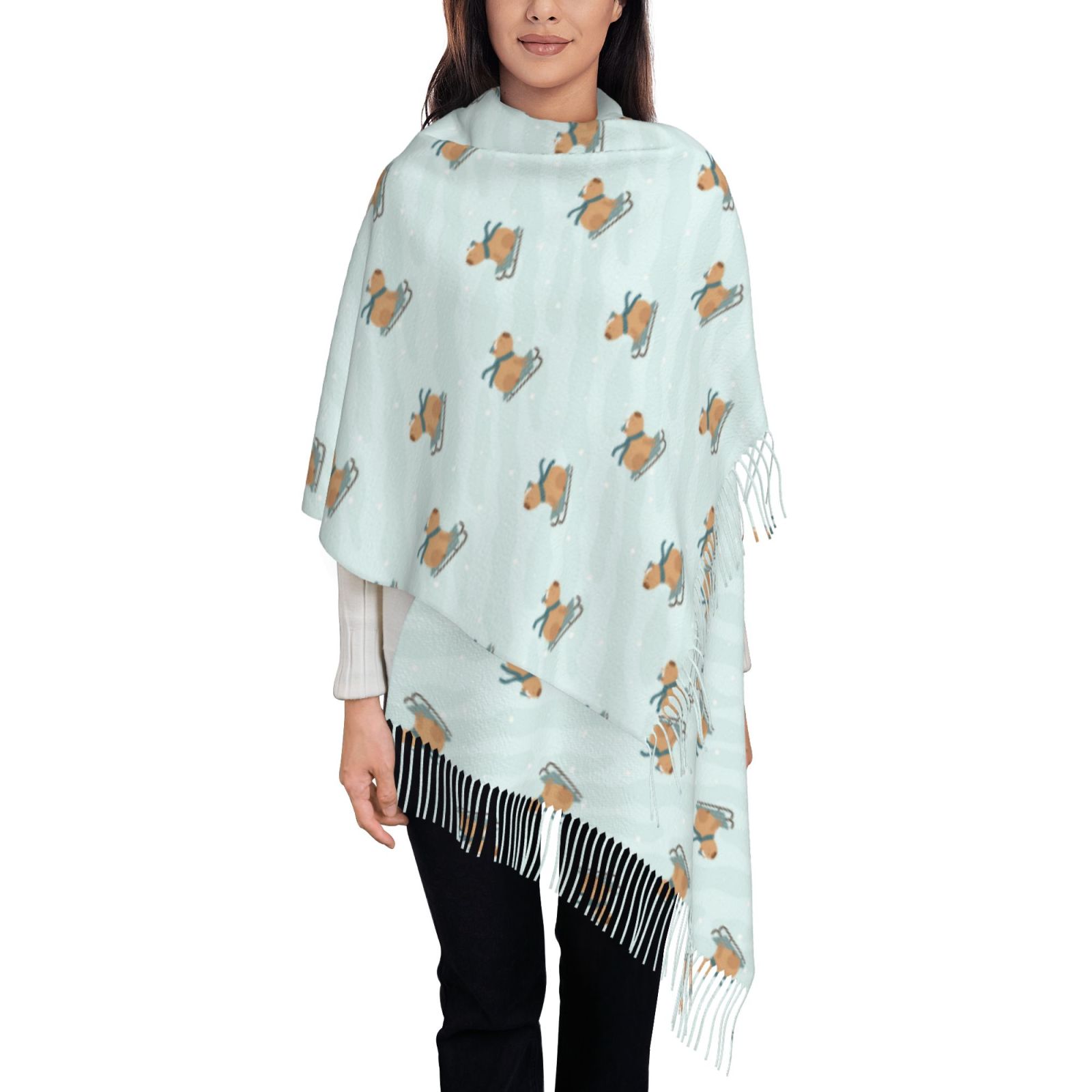 Scarf for Women, Skiing Capybaras Women's Scarf Shawls Imitation Fleece ...