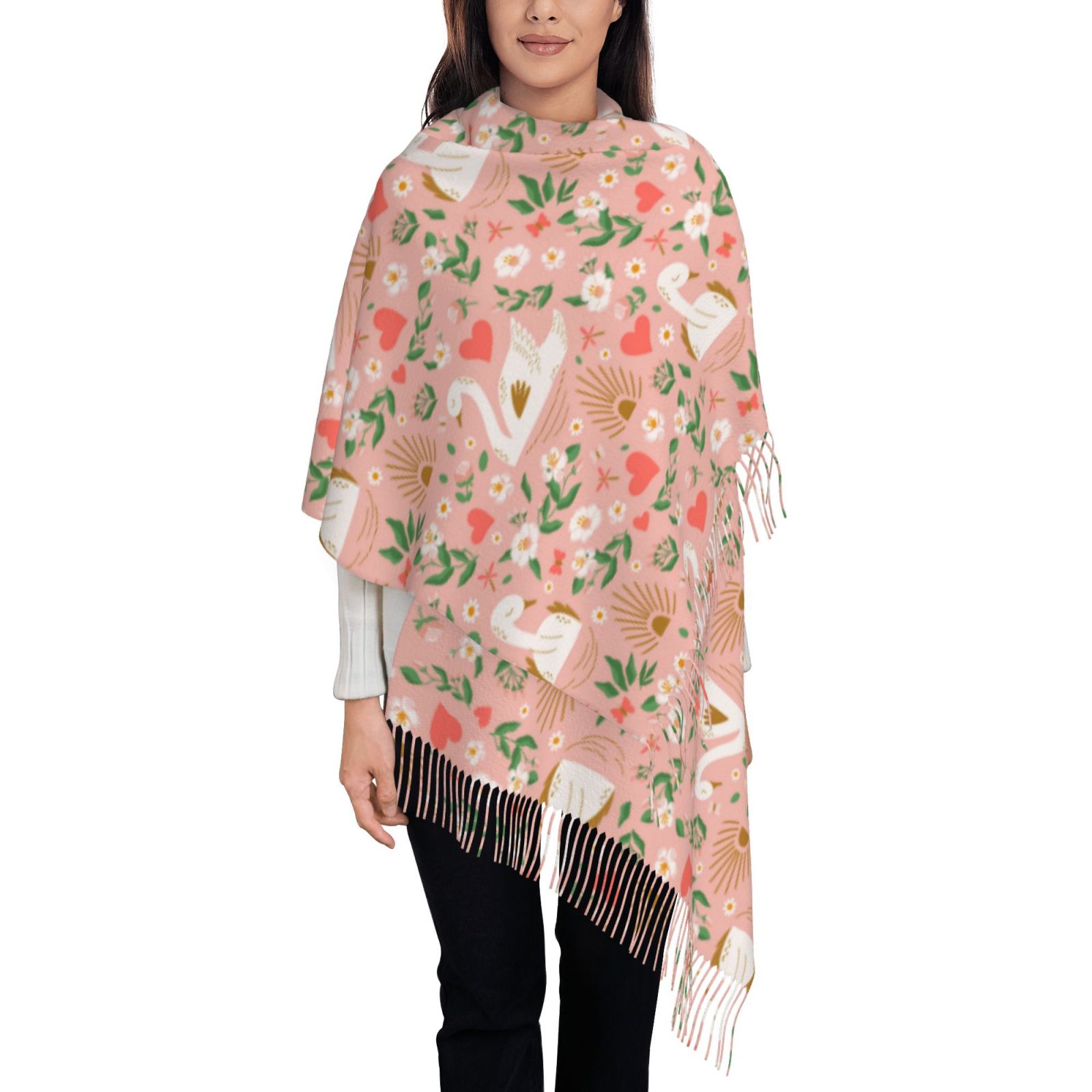Scarf for Women, Swan And Flowers3 Women's Scarf Shawls Imitation ...