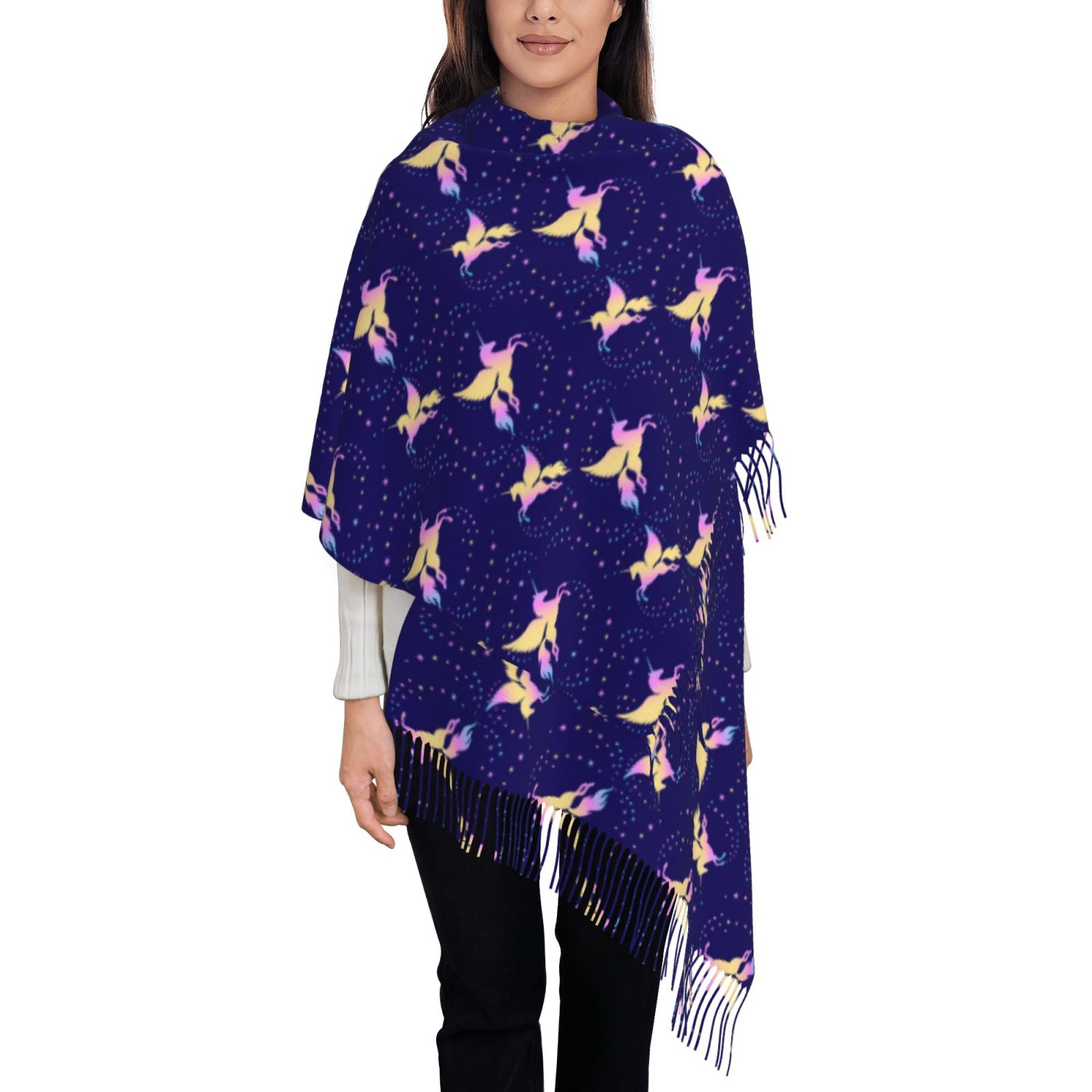 Scarf for Women, Winged horse purple starry sky Women's Scarf Shawls ...