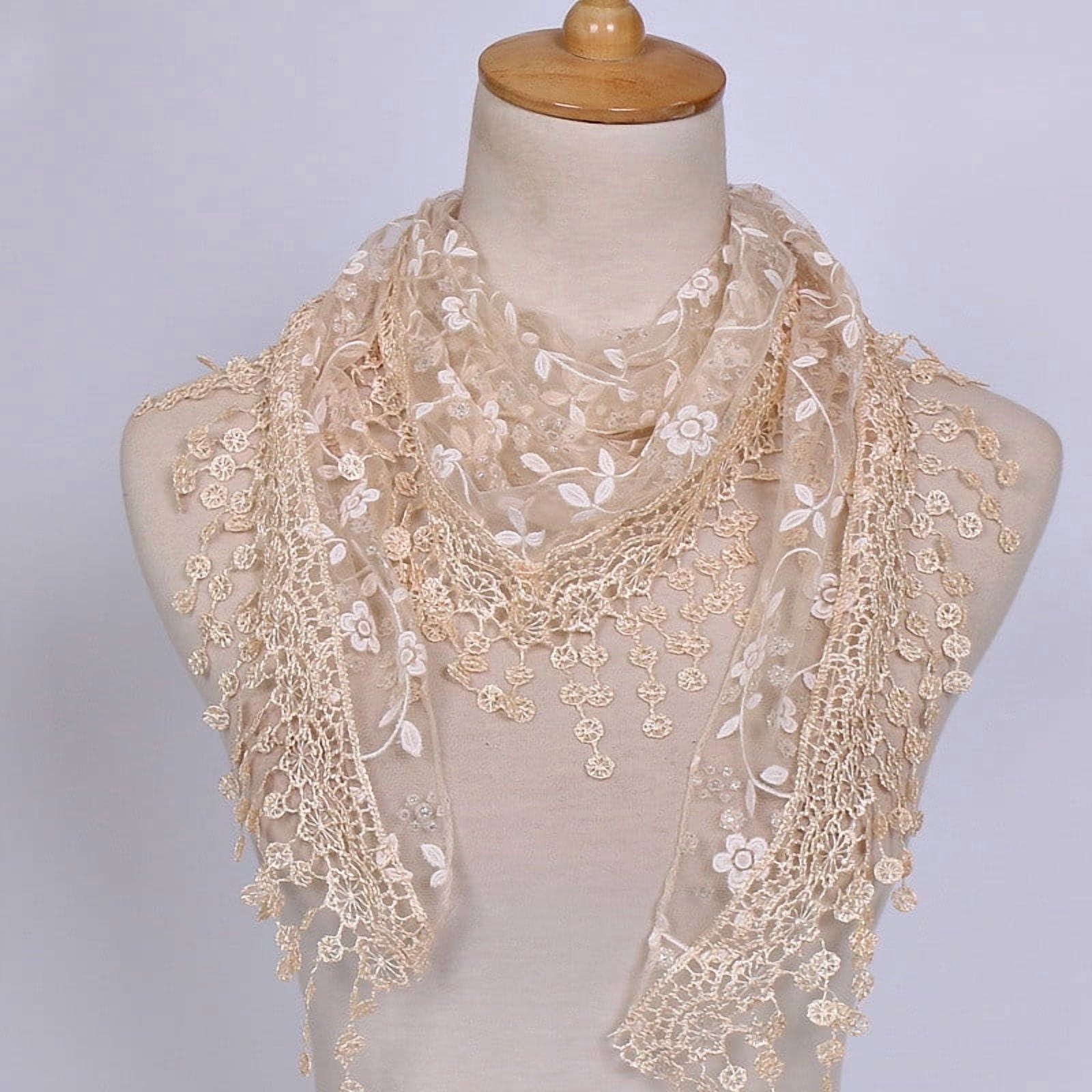 Scarf For Women Winter One Size Women Lace Sheer Floral Shawl Wrap ...