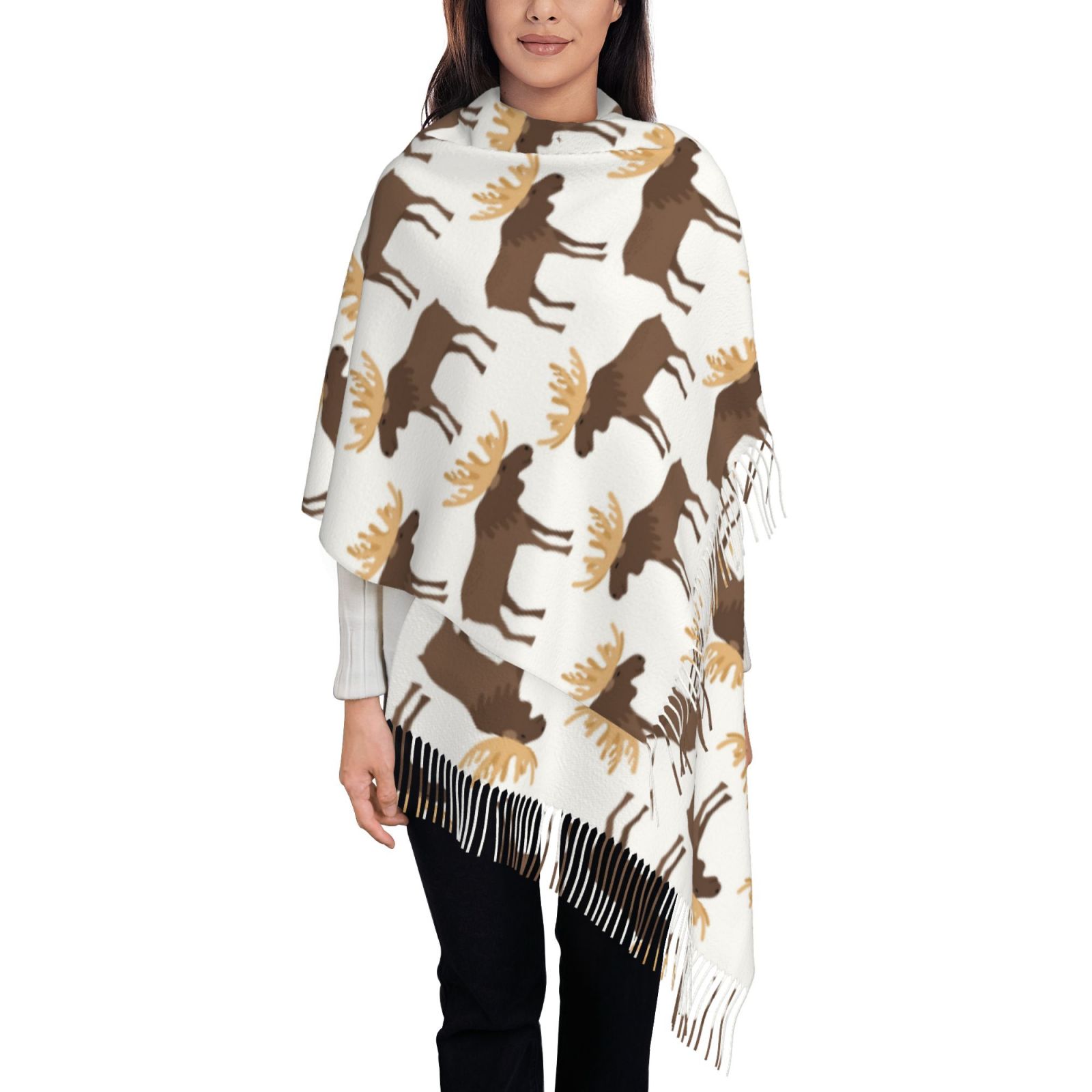 Scarf for Women, cute moose horns elk cartoon Women's Scarf Shawls ...