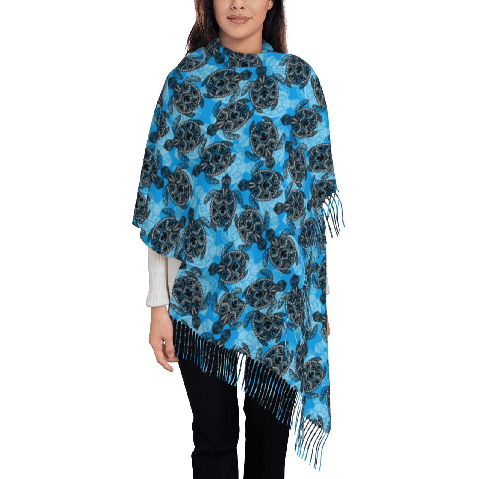 Scarf for Women - Bohemian Sea Turtle Fashion Like Pashmina Long Shawl ...
