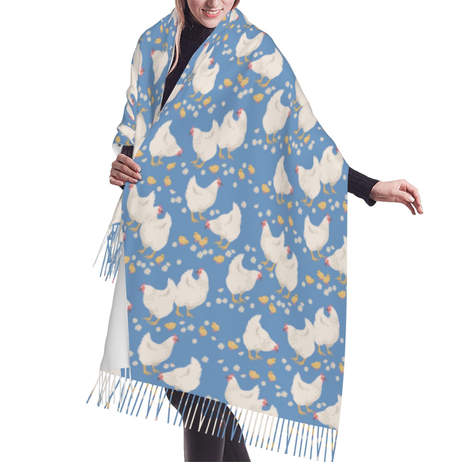 Scarf for Women - Cartoon Cute Chicken Daisy Fashion Pashmina Long ...