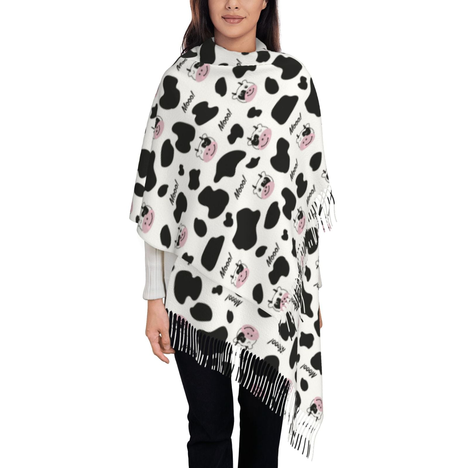Scarf for Women - Cartoon Cute Cow Print Cow Head Fashion Like Pashmina ...