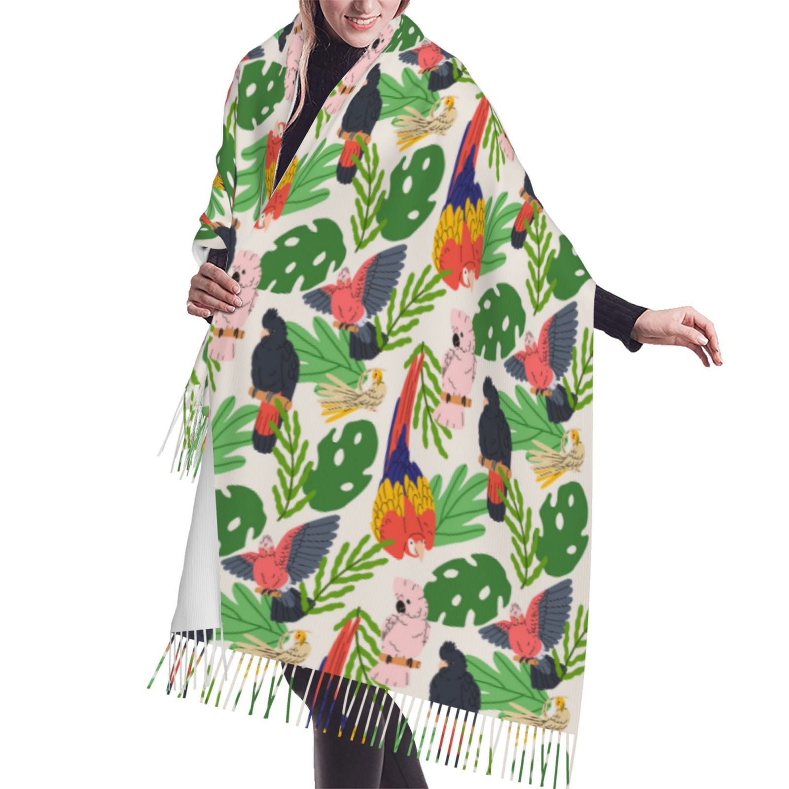 Scarf for Women - Cartoon Parrot Cute Plant Fashion Pashmina Long Shawl ...