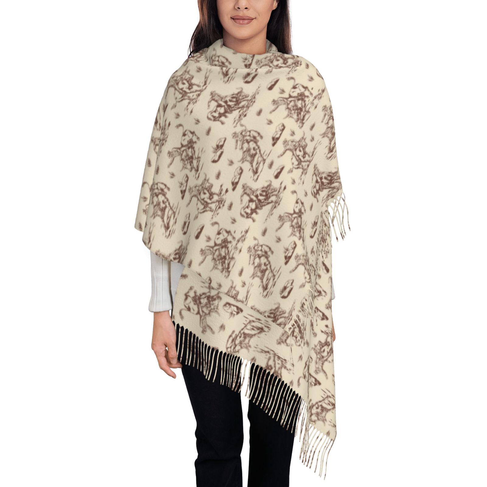 Scarf for Women - Cowboy Sitting On Cow Back Fashion Like Pashmina Long ...
