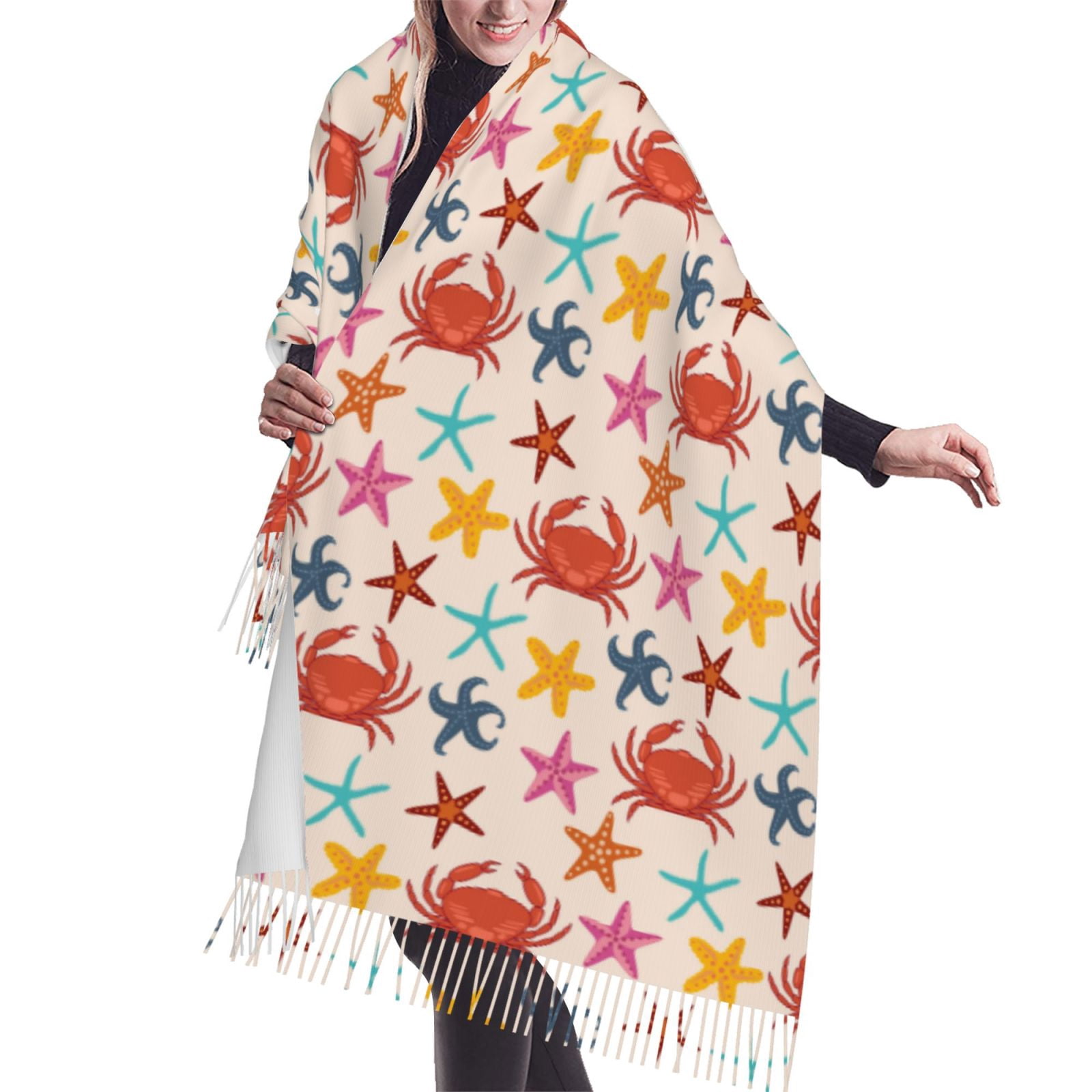 Scarf for Women - Crabs And Seastars Fashion Pashmina Long Shawl Wraps ...