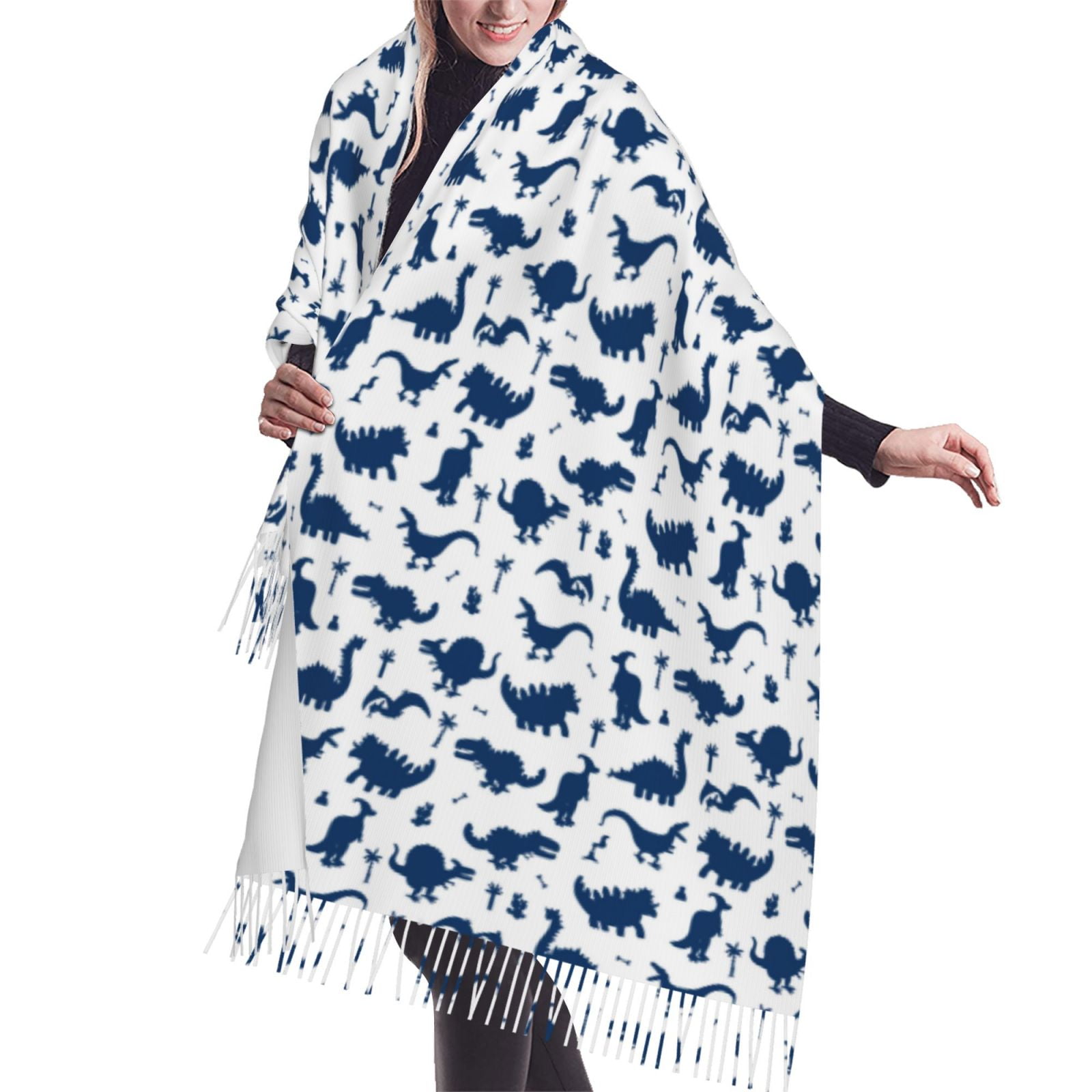 Scarf for Women - Cute Cartoon Dinosaurs Fashion Pashmina Long Shawl ...