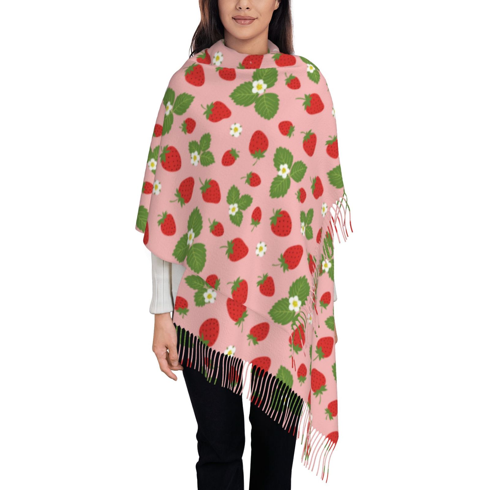 Scarf for Women - Cute Crisp Strawberry Flower Fashion Like Pashmina ...