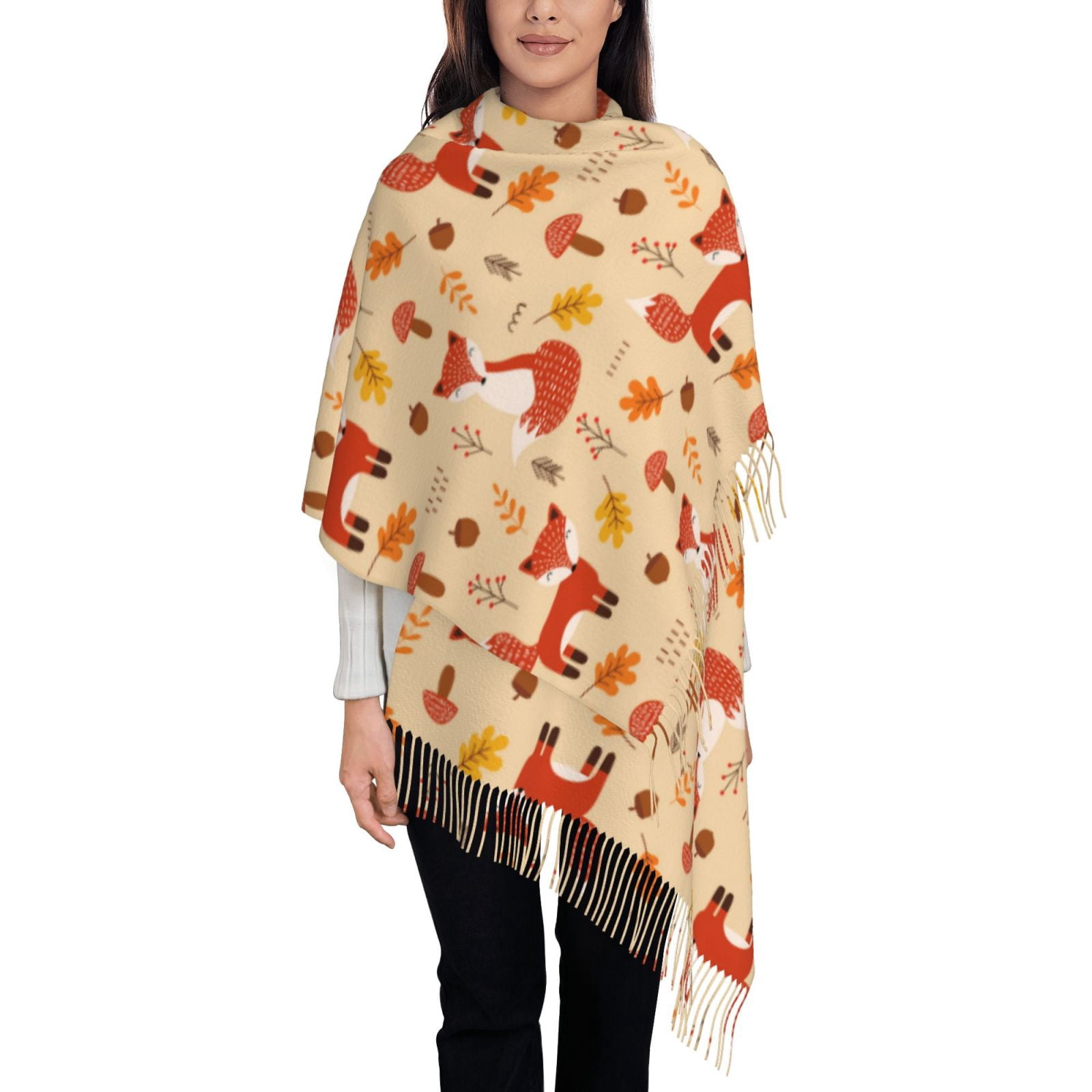 Scarf for Women, Cute Foxes Women's Scarf Shawls Imitation Fleece Wraps ...