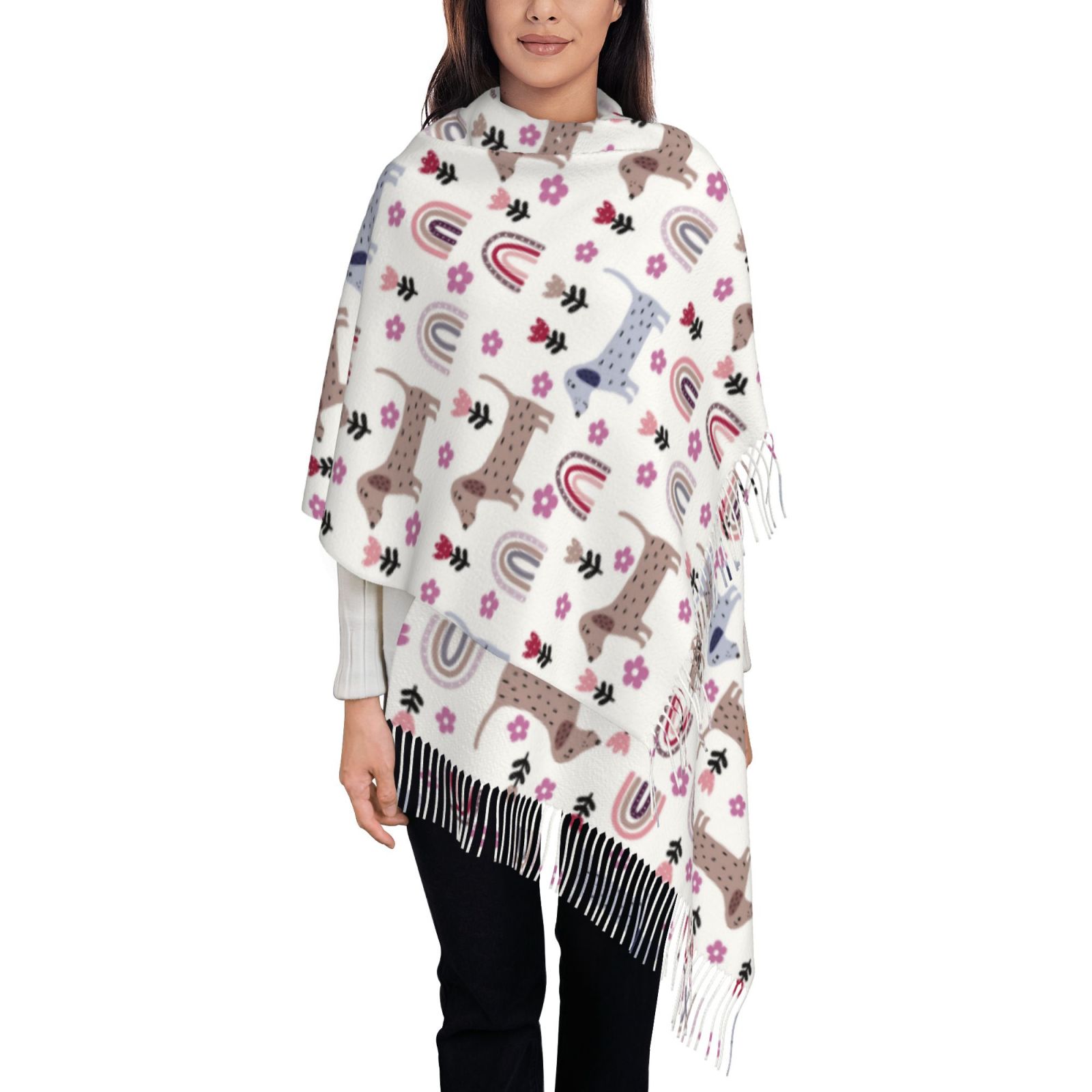 Scarf for Women, Cute dog N Women's Scarf Shawls Imitation Fleece Wraps ...