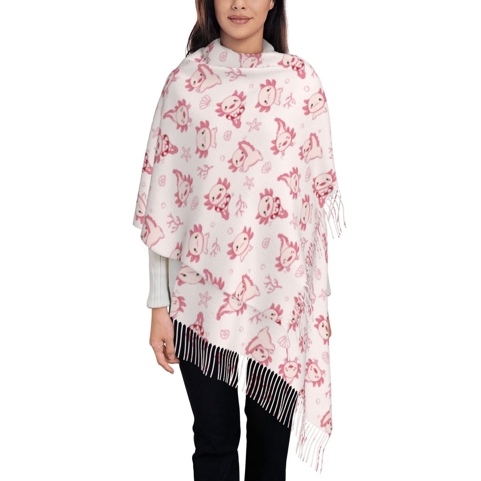 Scarf for Women - Cute kawaii pink axolotl funny Fashion Like Pashmina ...